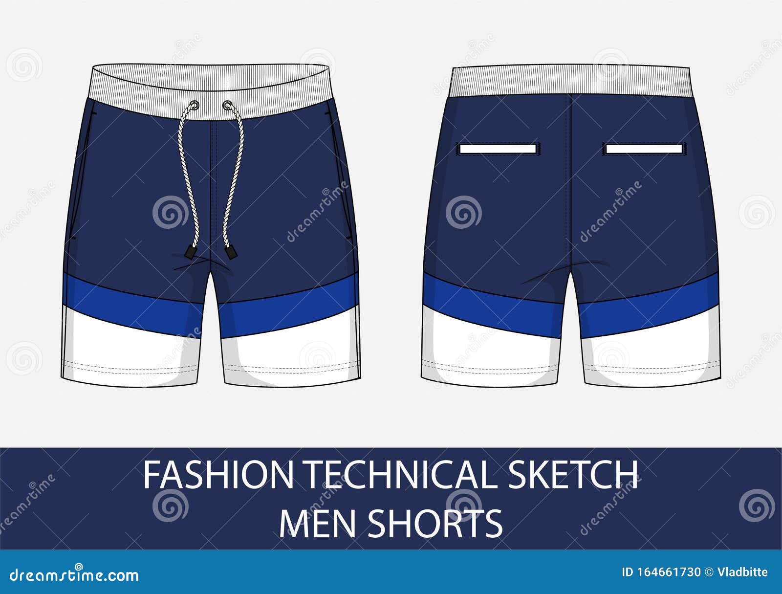 Fashion Technical Sketch for Men Shorts Stock Vector - Illustration of ...