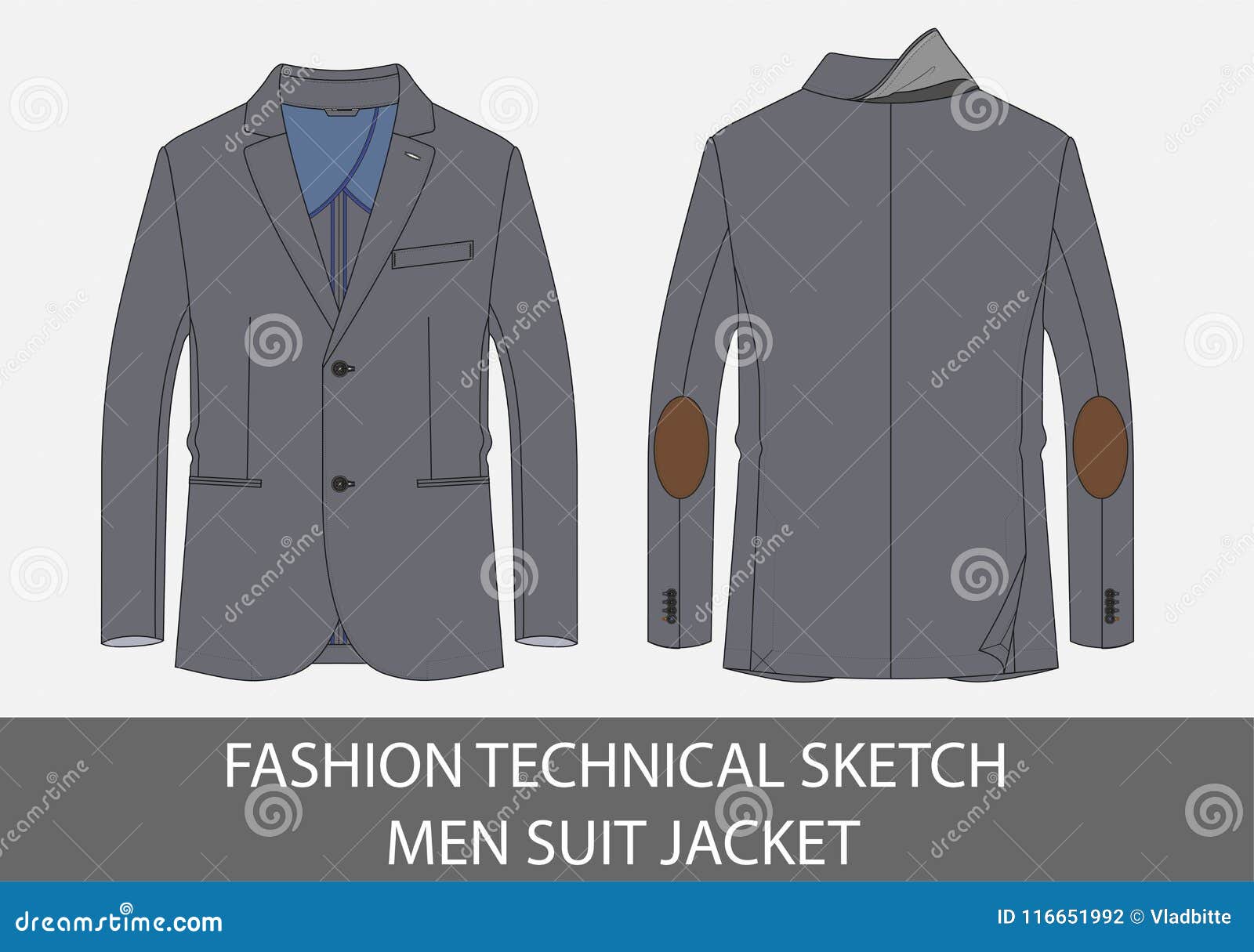 Fashion Technical Sketch Men Suit Jacket Stock Vector - Illustration of ...
