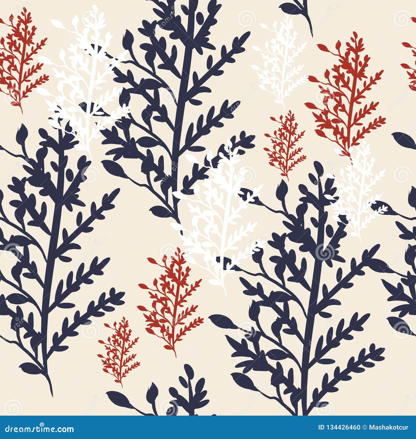 Fashion Vector Pattern with Rustic Plants in Vintage Style Stock Vector ...