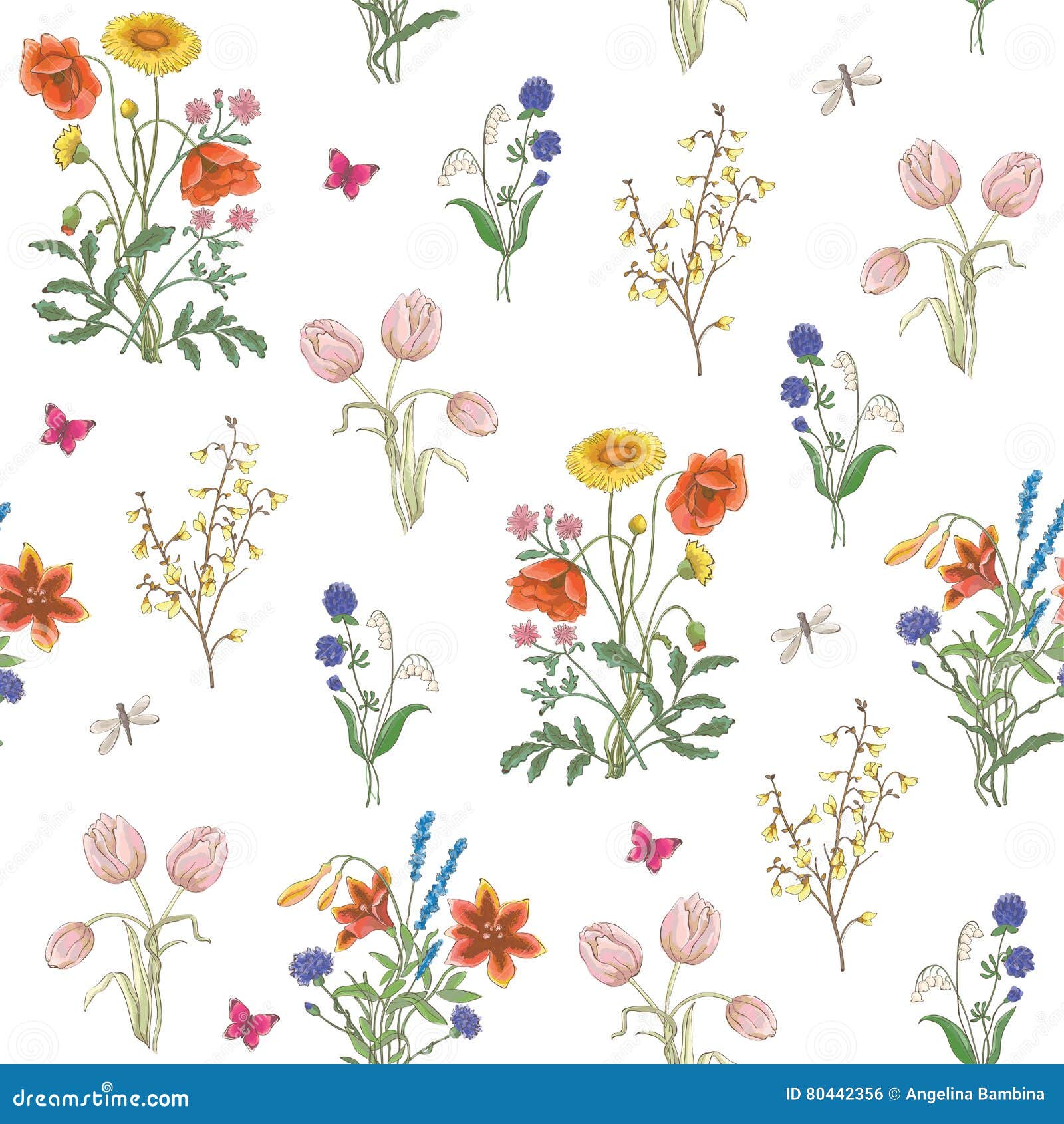 Wildflowers Seamless Stock Illustrations – 14,321 Wildflowers Seamless ...