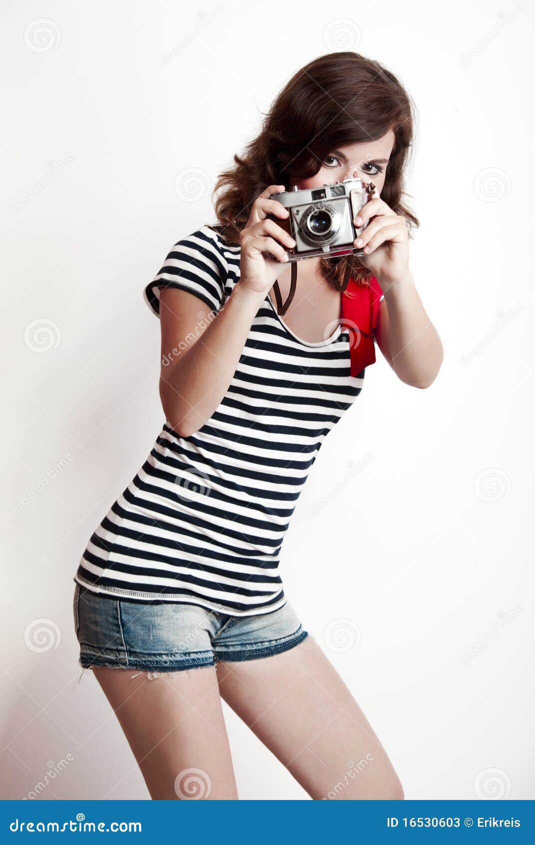 Fashion Woman with a Camera Stock Image - Image of beautiful, studio ...