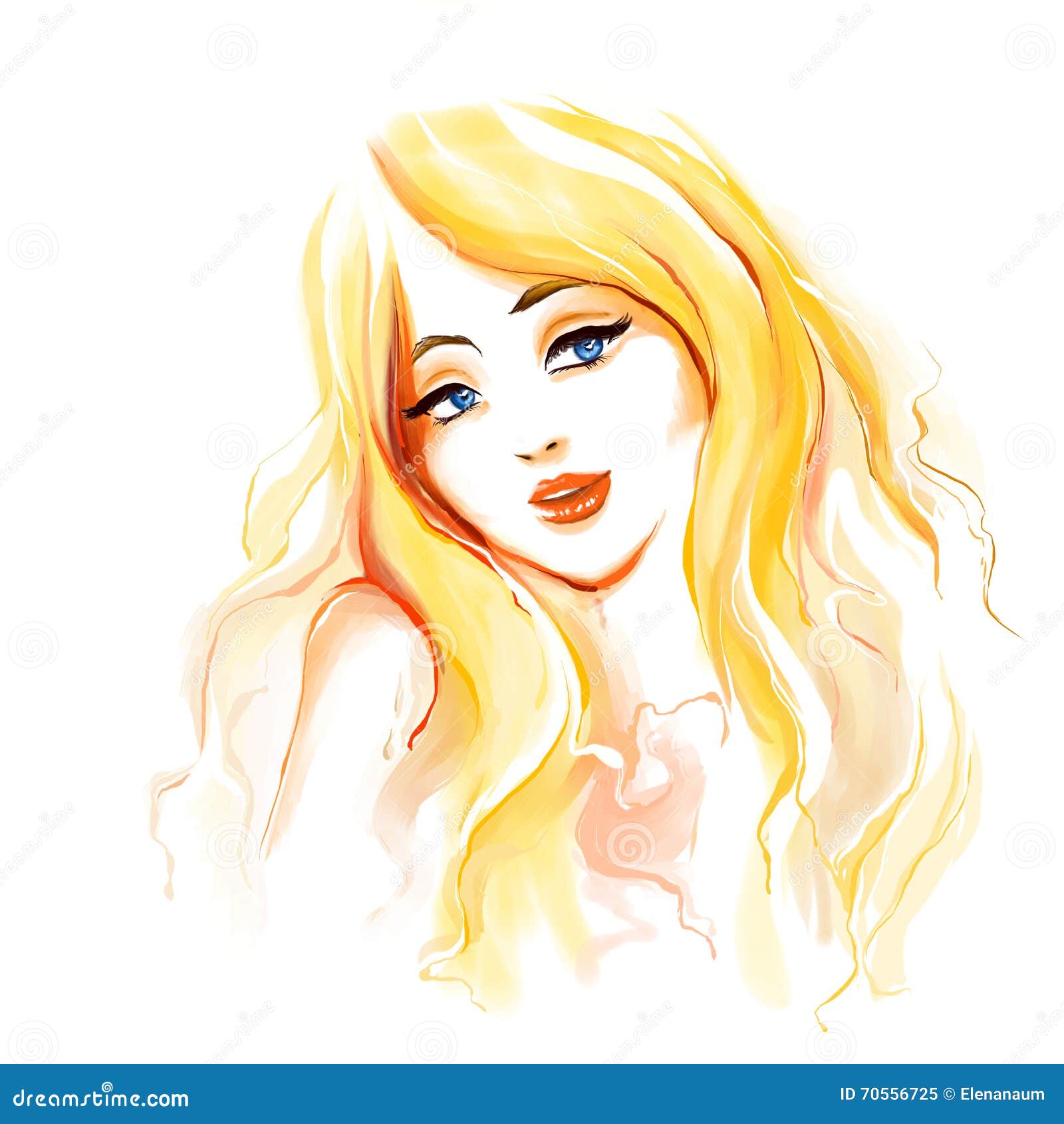 Fashion Woman With Long Blonde Hair Stock Illustration Illustration