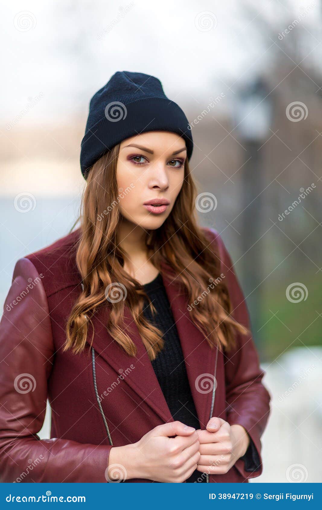 Fashion Woman Outdoor Portrait Beautiful Girl Posing On The Street