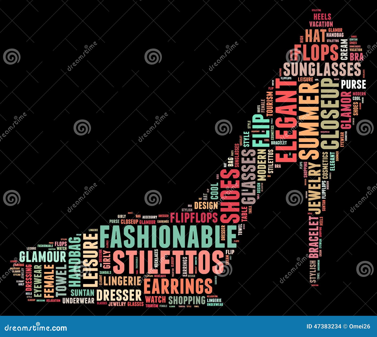 Fashion Word Cloud in a Shape of High Heel. Stock Illustration ...