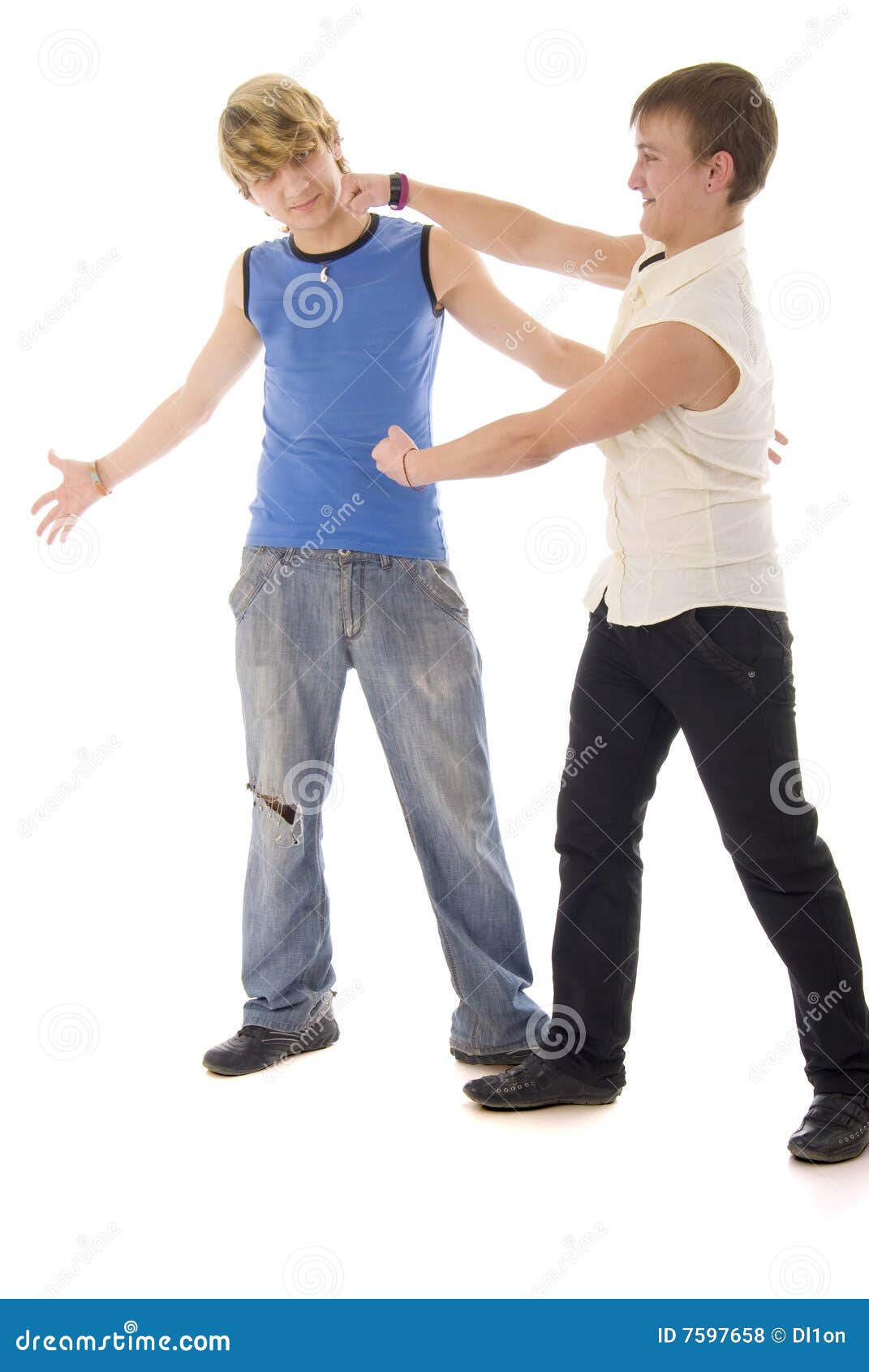 Fashion Young Boys Duet Fight Stock Photo - Image of male, people: 7597658