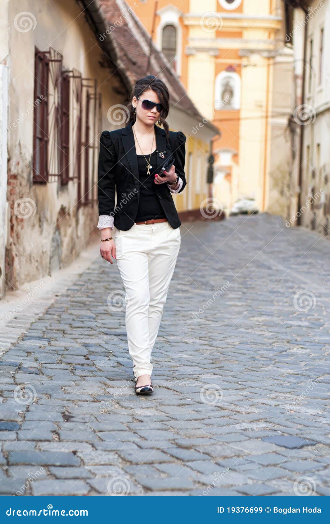 Fashion Young Model Walking Stock Image - Image of brunet, model: 19376699