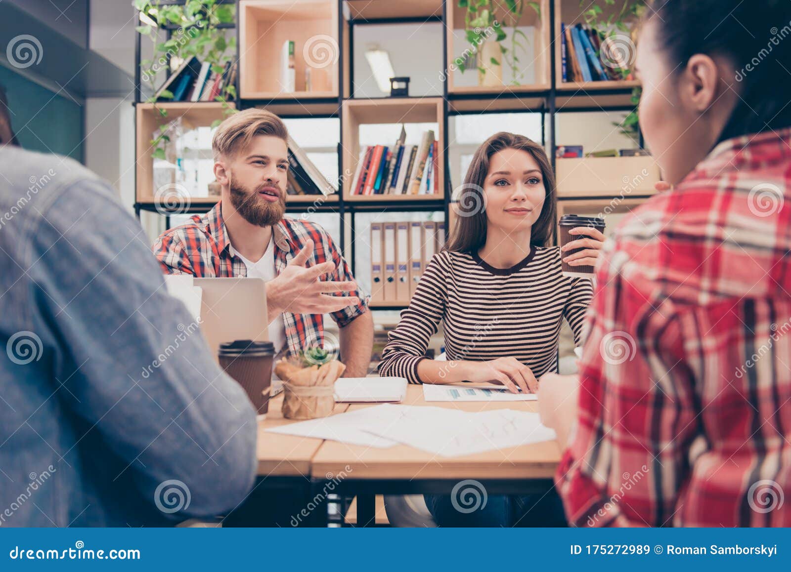 Fashion Young Students Working As a Team at the College Stock Image ...