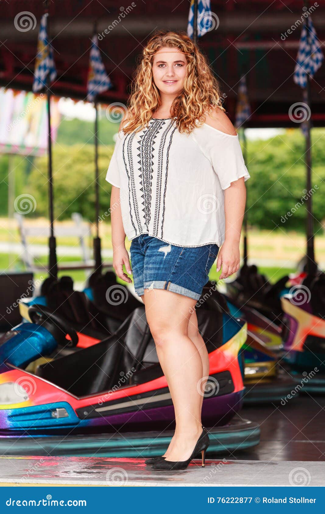 Fashionable Blond Curly Plus Size Girls Stock Image Image Of Blonde