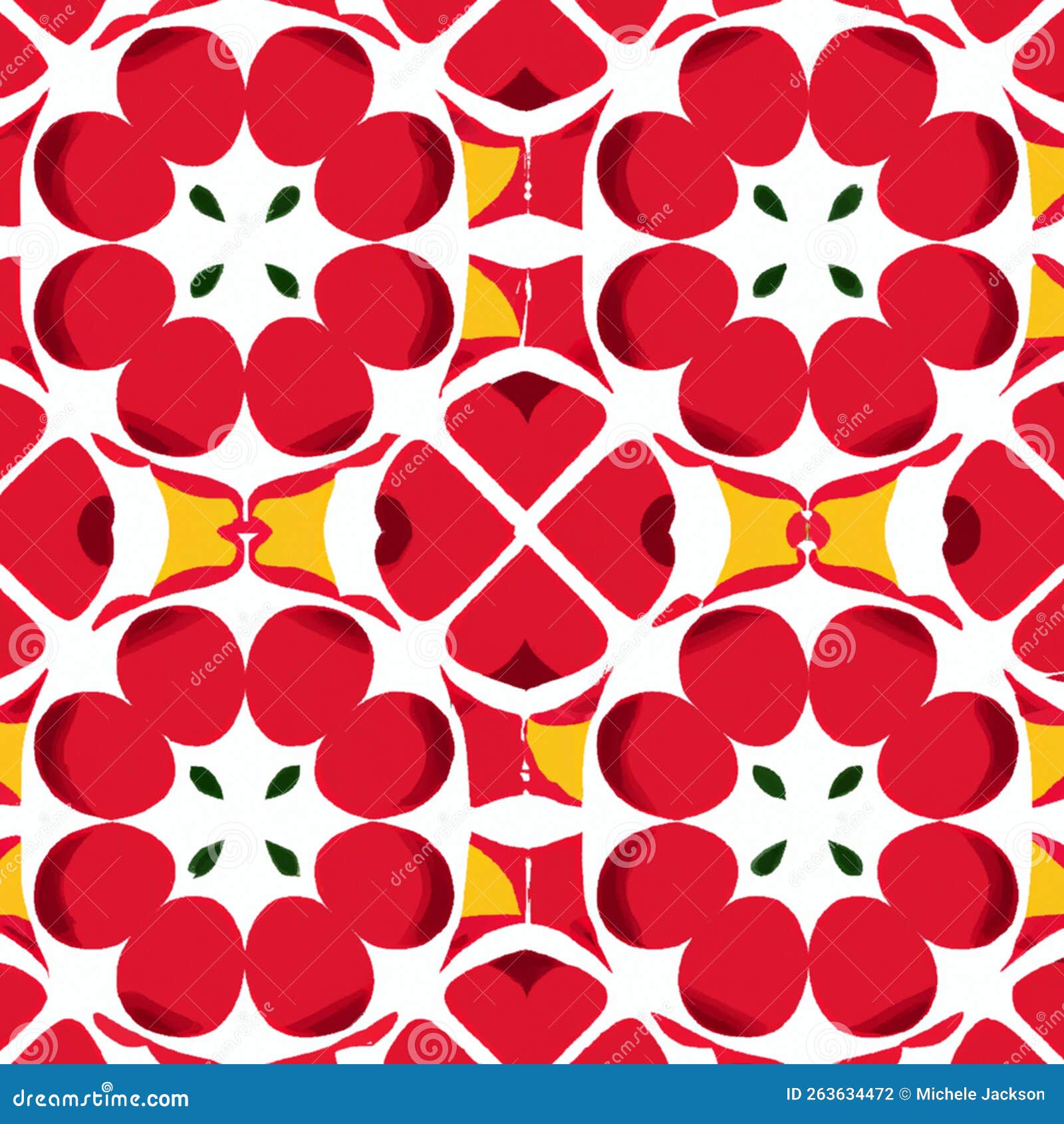 A Seamless Pattern Illustration of Red Designs on White within a Square ...