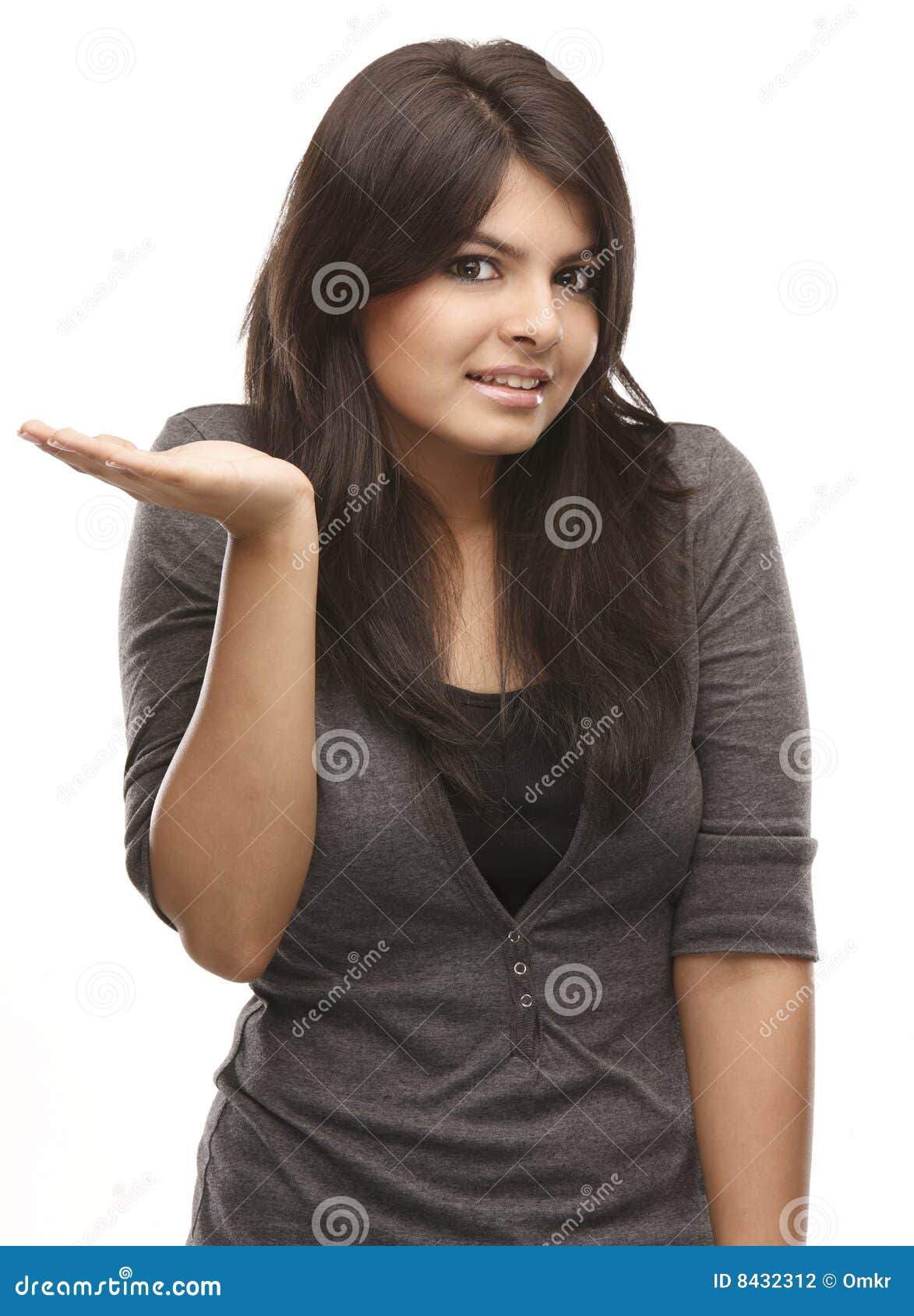 Fashionable Girl In Long Scarf Having Fun On Indoor Photoshoot. Studio ...