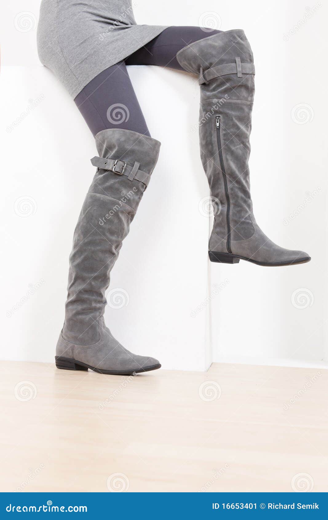 Fashionable gray boots stock image. Image of style, female - 16653401