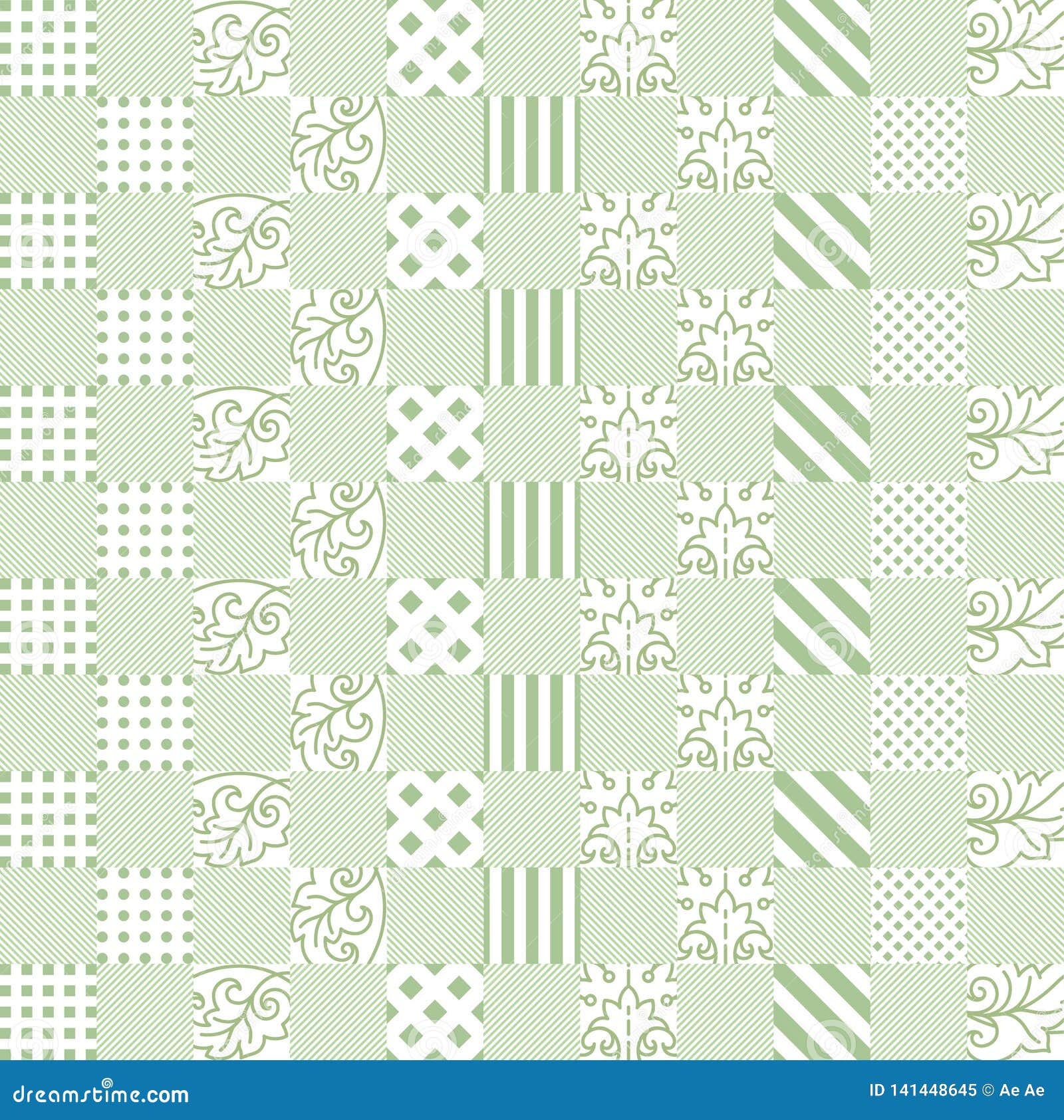 Fashionable Green Square Pattern. Vector Ornament in a Flat Style ...
