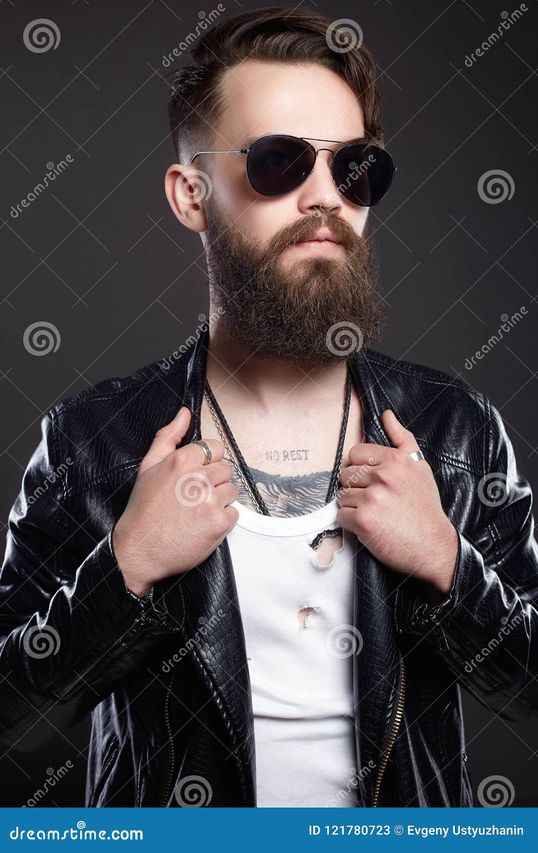 Fashionable Handsome Man With Tattoo And Sunglasses Stock Image Image