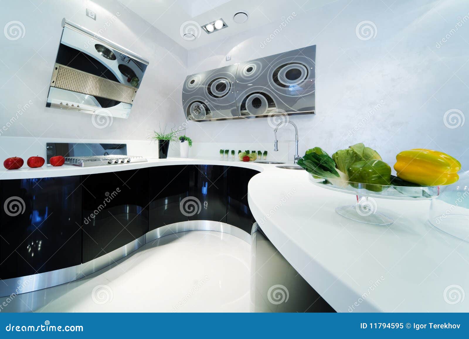Fashionable kitchen stock image. Image of house, flat - 11794595
