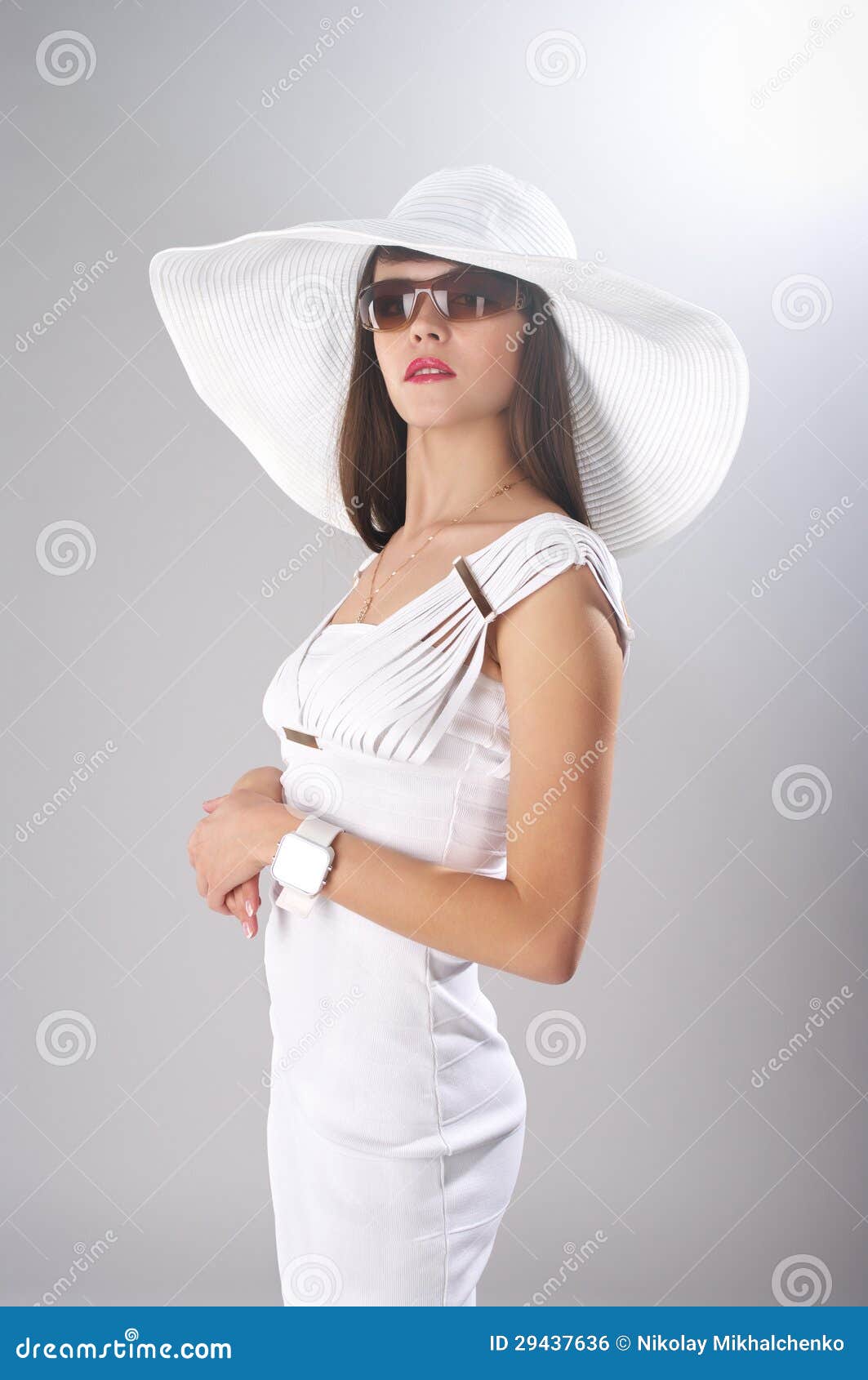 Fashionable Lady in White Clothes Stock Photo - Image of adult, luxury ...