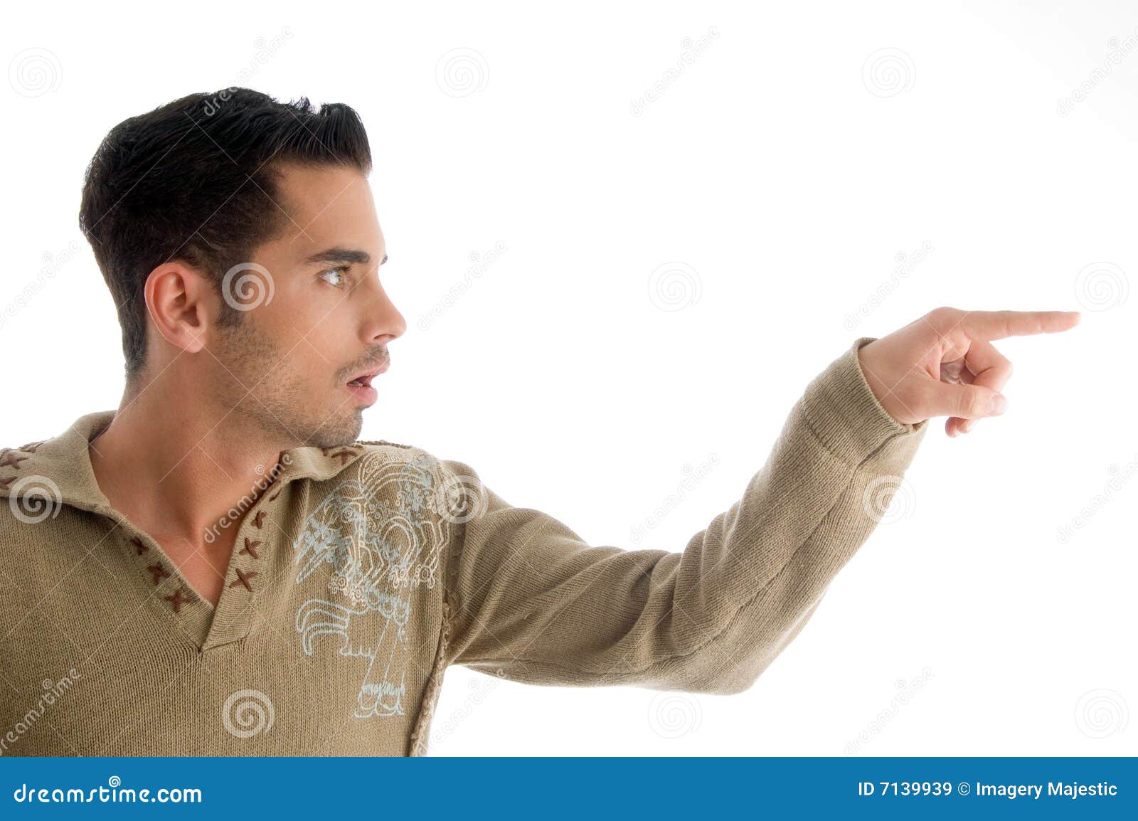 Fashionable Man Pointing Sideways Stock Image - Image of fitness ...