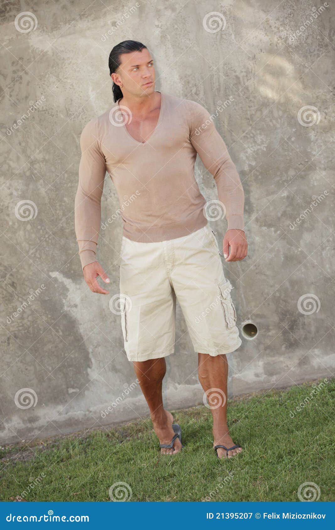 Fashionable Man Posing by the Wall Stock Image - Image of person ...