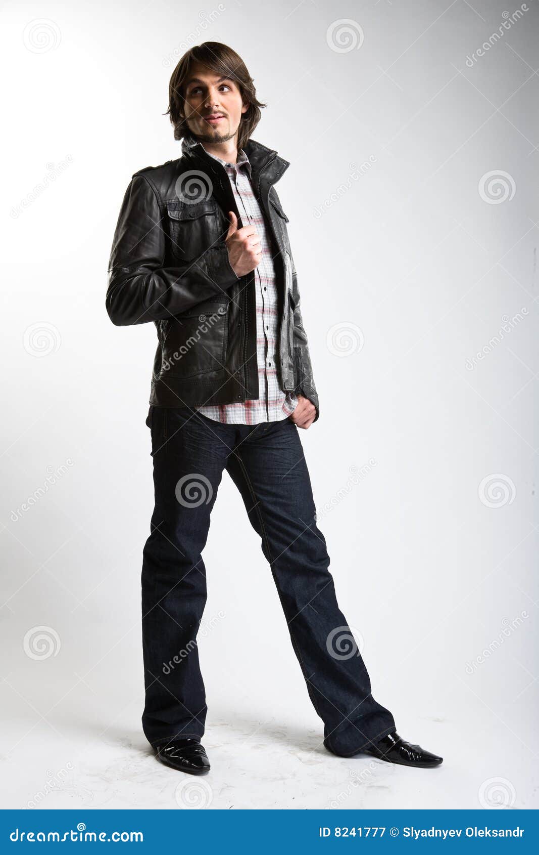 Fashionable Model Man in Leather Black Jacket Stock Image - Image of ...