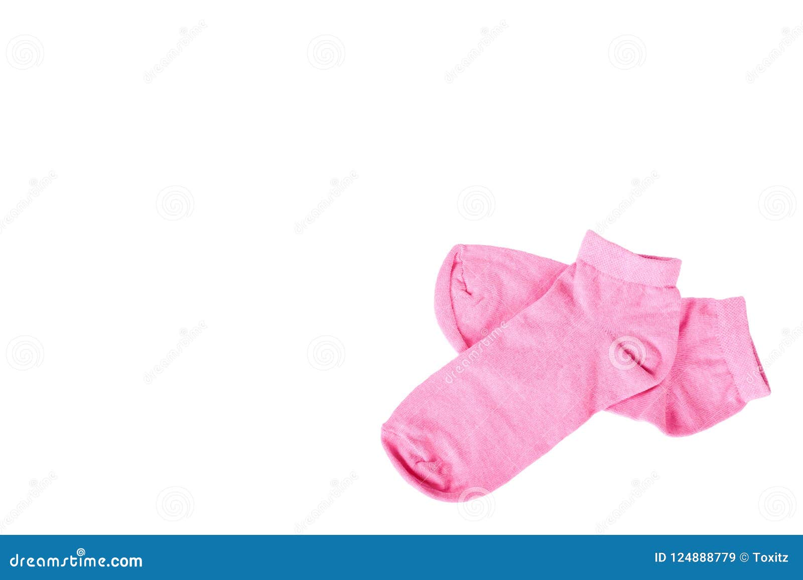 Fashionable Pink Socks Isolated On A White Background Copy Space
