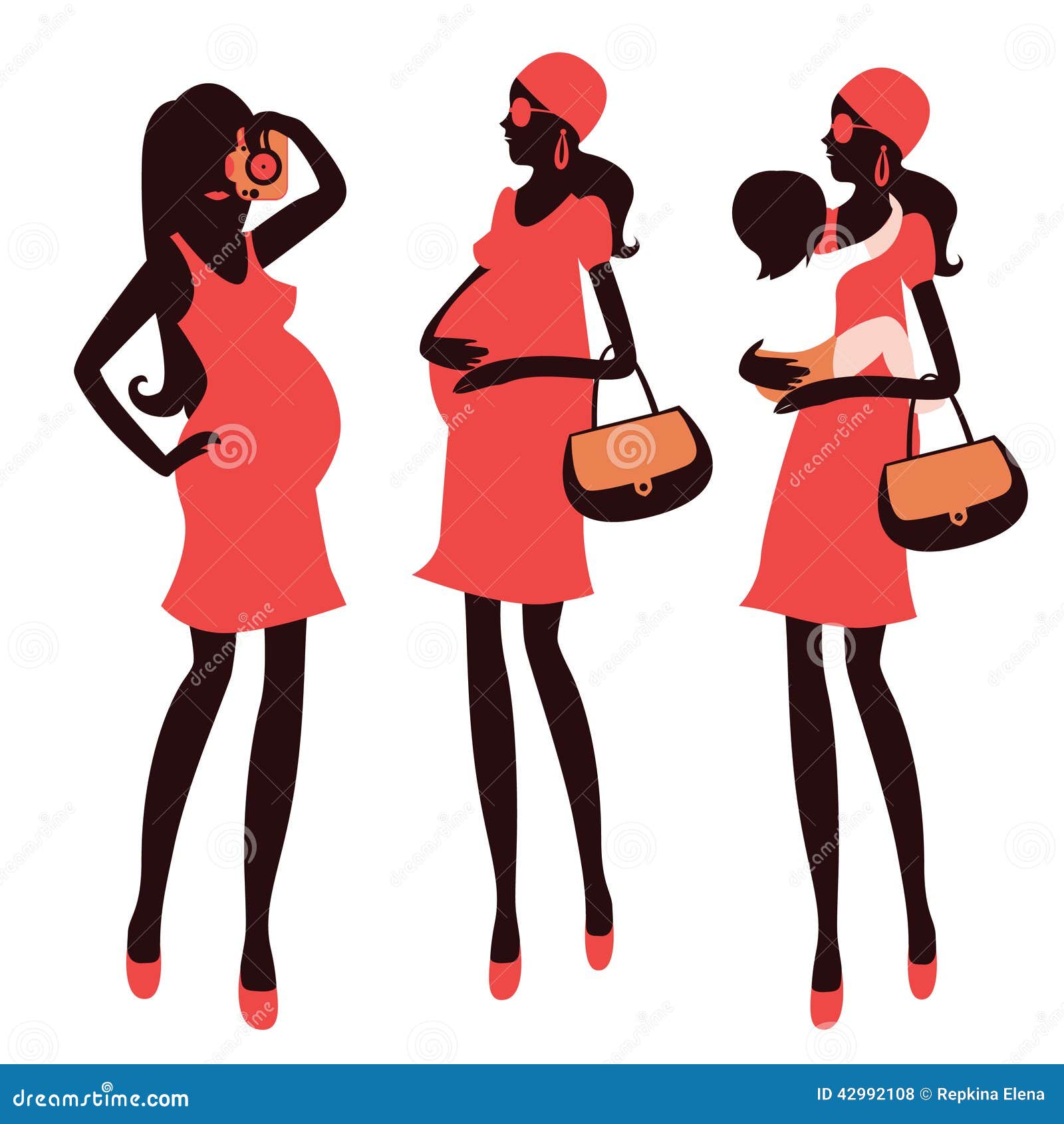Fashionable Pregnancy and Maternity Characters Stock Vector ...