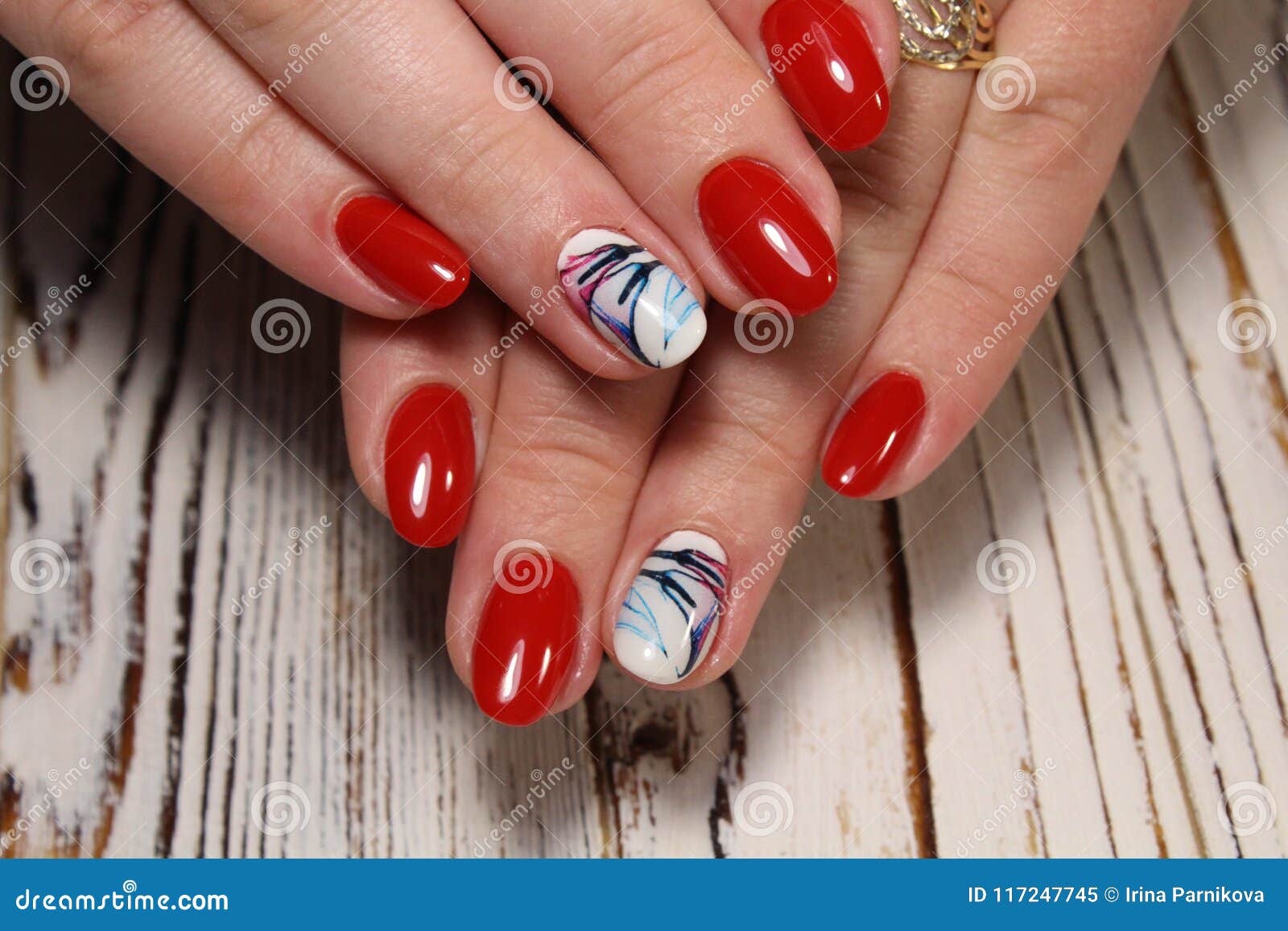 Fashionable red manicure stock image. Image of bright - 117247745