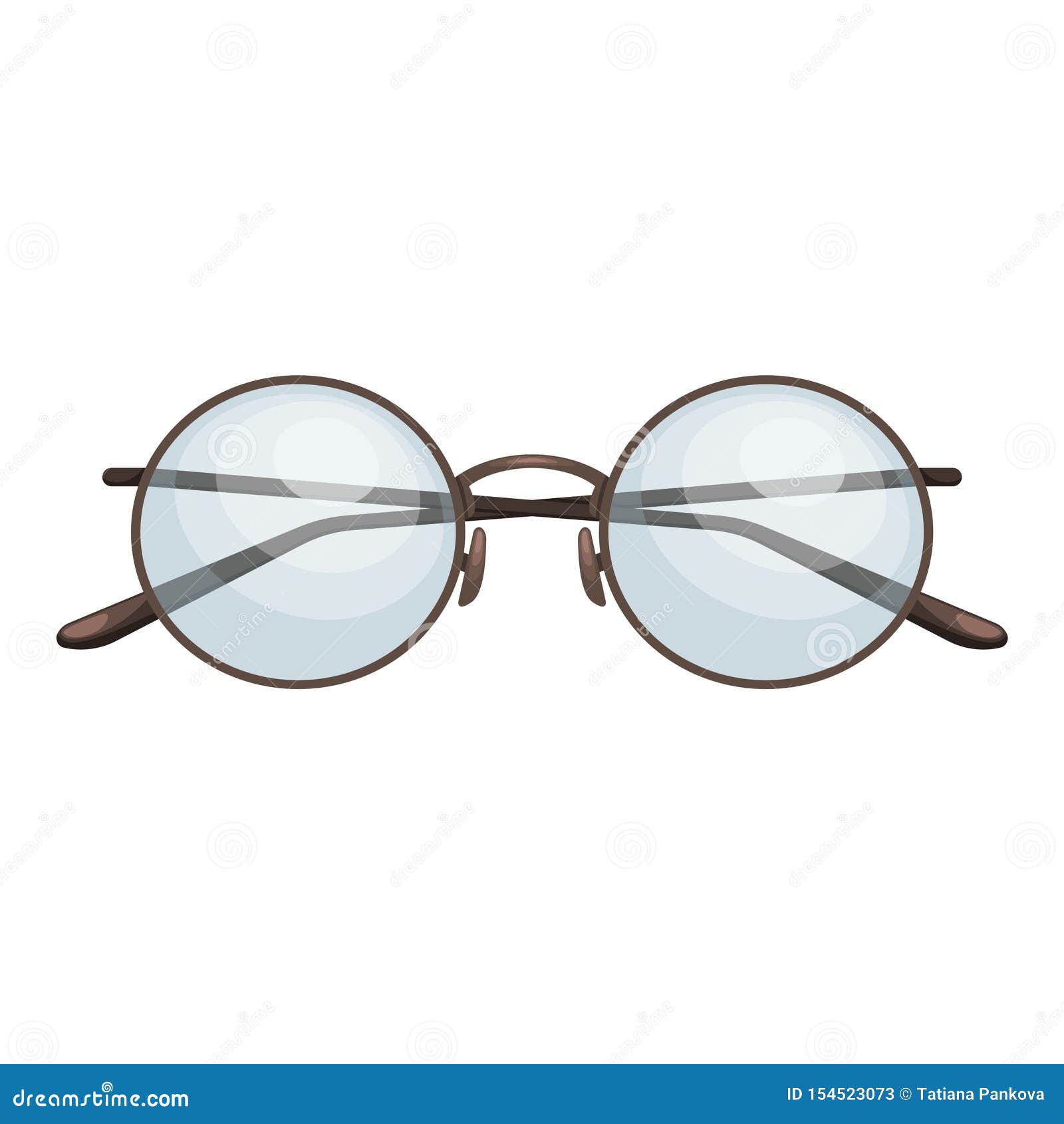 Fashionable Round Glasses With Diopters Vision Correction Stock Vector