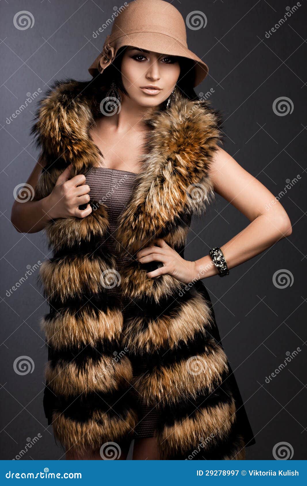 Fashionable woman in fur stock image. Image of cute, flirt - 29278997