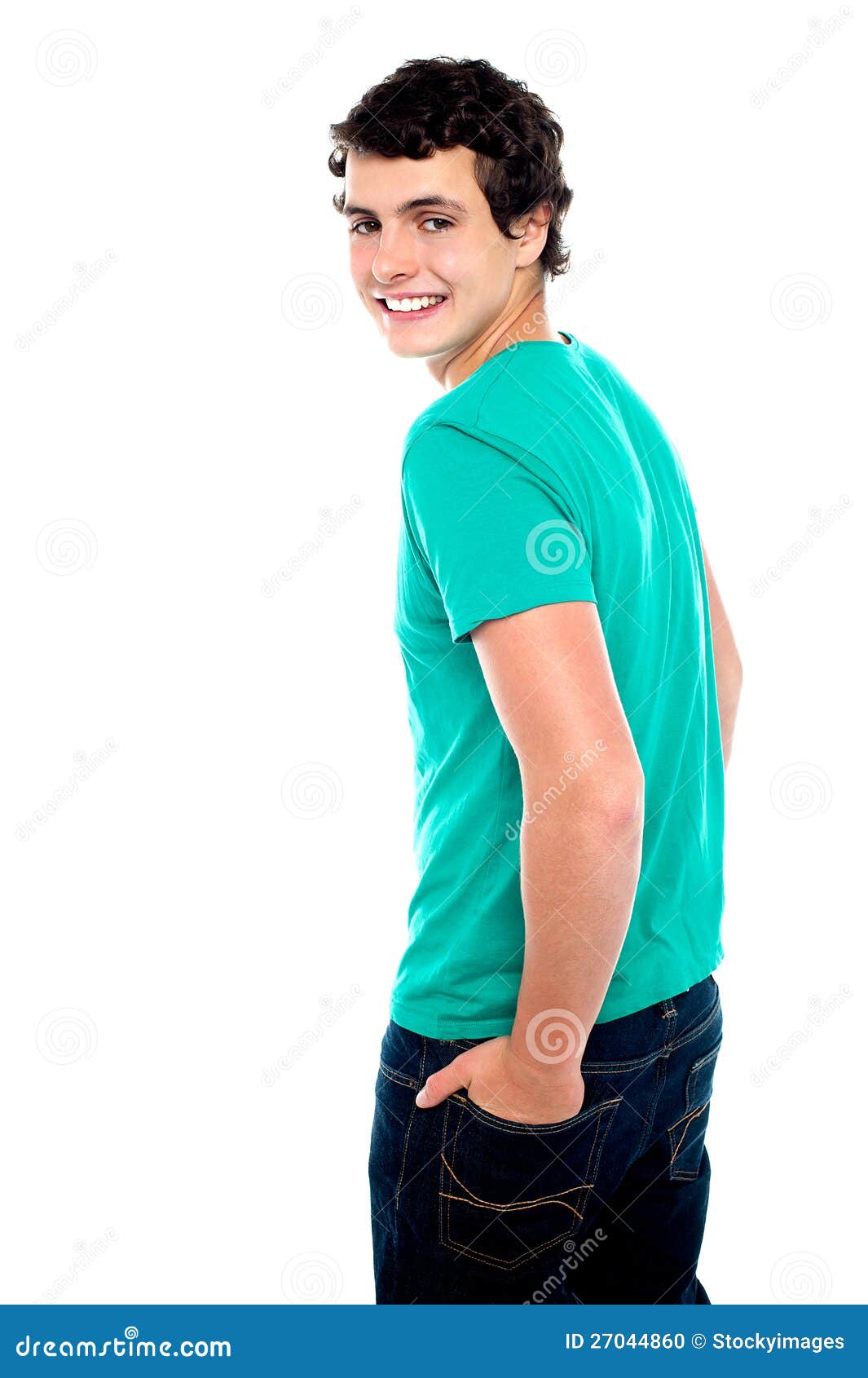 Fashionable Young Guy Turning Back Stock Photo - Image of color, hands ...