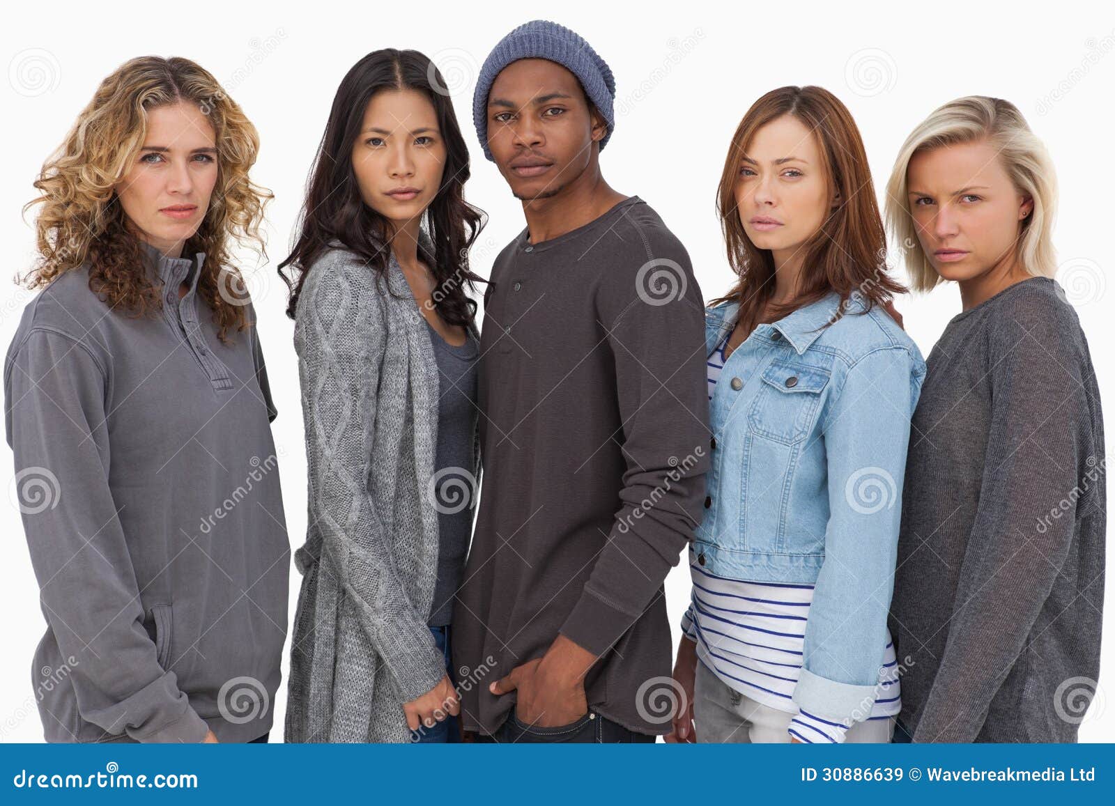 Fashionable Young People in a Row Stock Image - Image of pretty ...