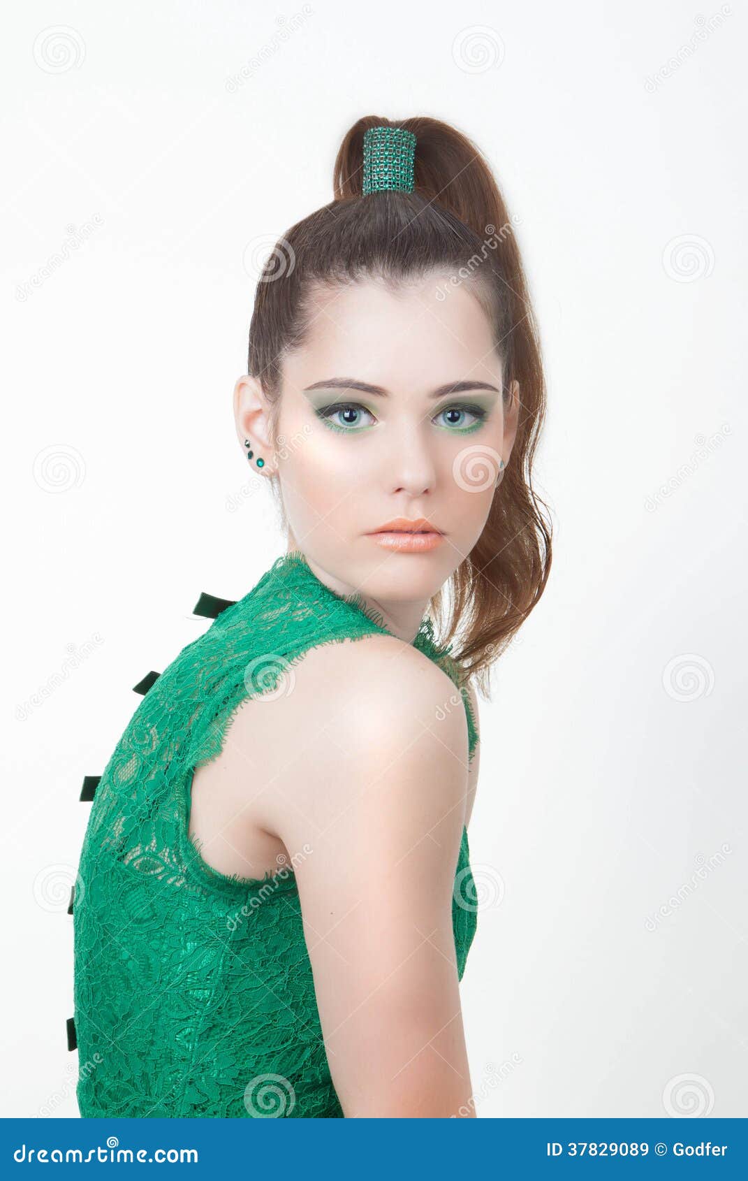 Fashion model in green stock image. Image of healthy - 37829089