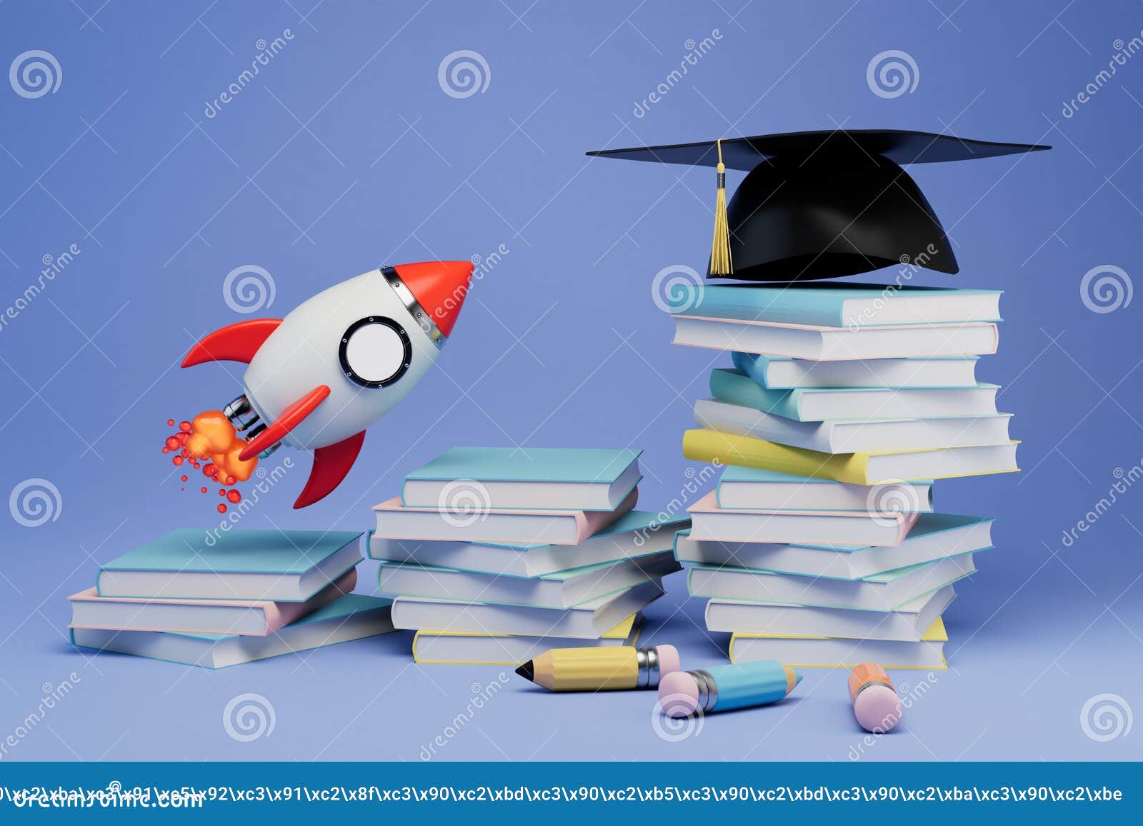 Fast Access To Higher Education. Books, Pencils, a Master S Hat and a ...