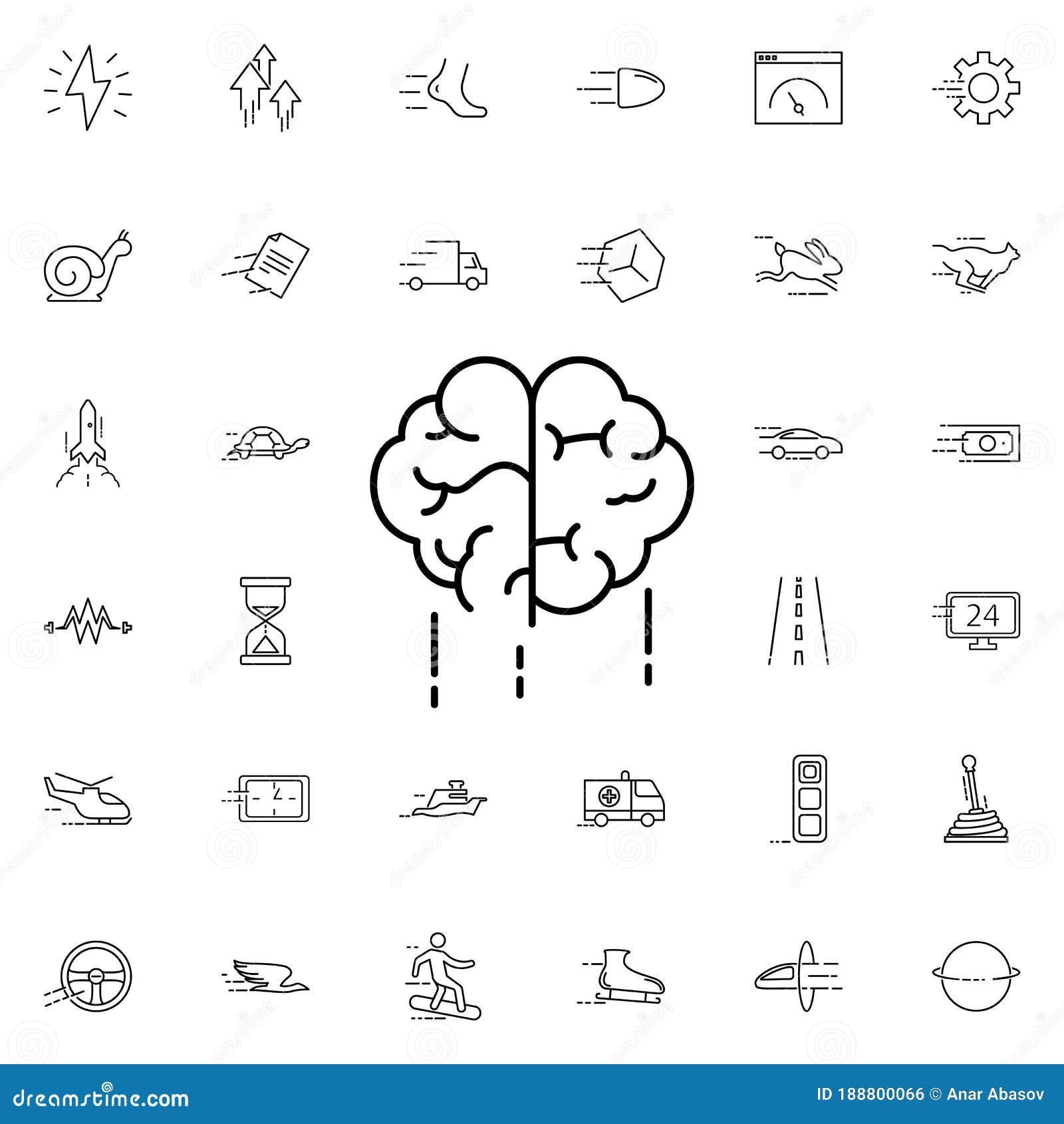 Fast-acting Brain Icon. Universal Set of Speed for Website Design and ...
