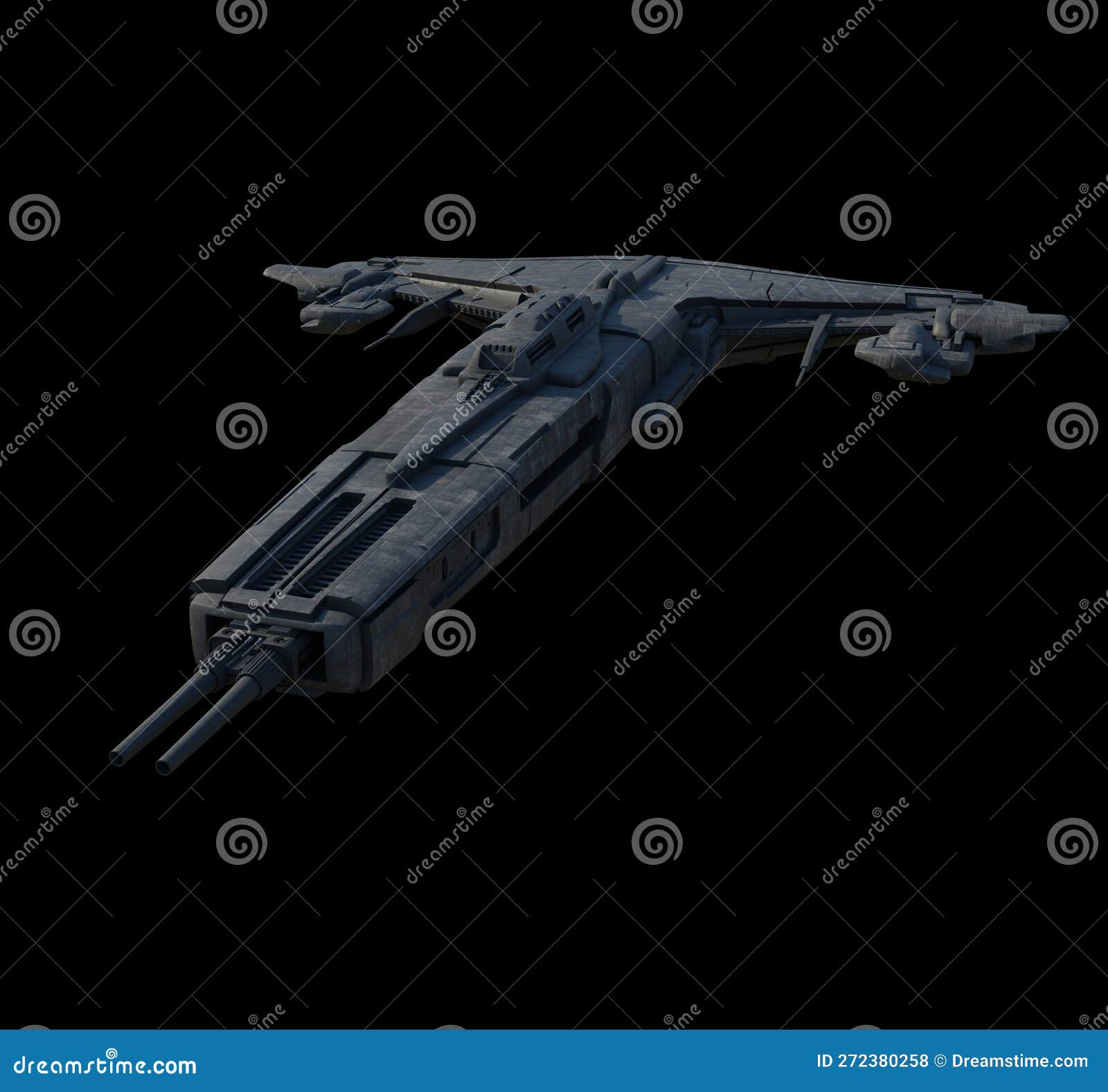 Fast Attack Space Ship on Black Background - Front View Stock ...