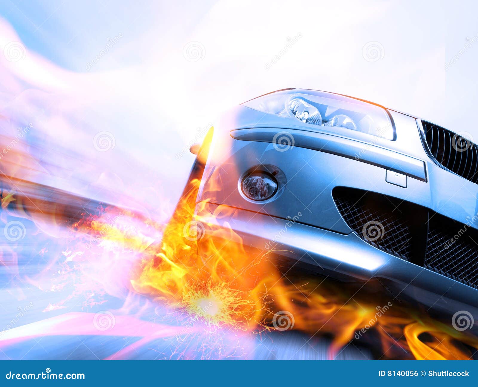 Fast Car Moving with Motion Blur Stock Photo - Image of fire, engine ...