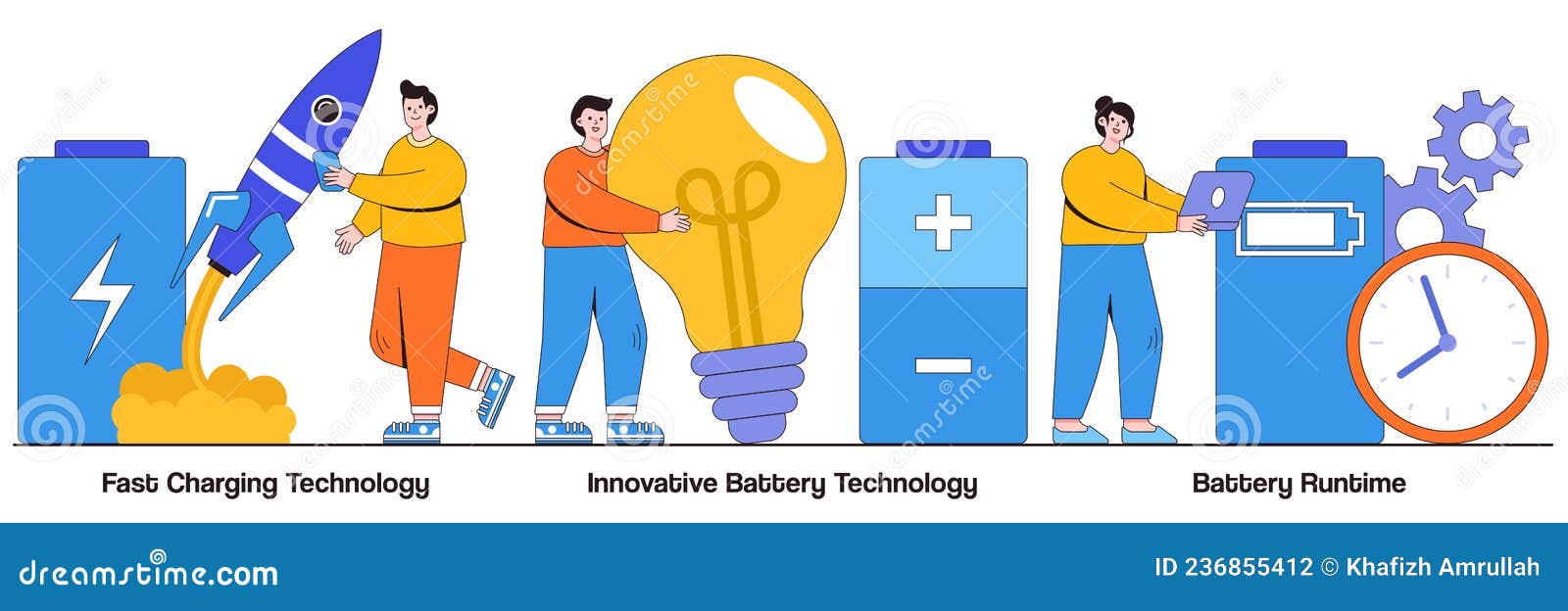 Battery Runtime Concept Landing Page. Cartoon Vector | CartoonDealer ...