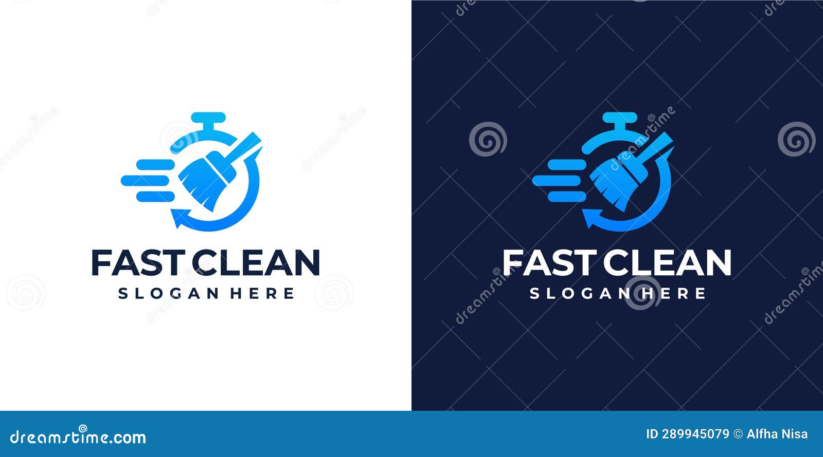 Fast Cleaning, Time and Broom Logo Design Inspiration Stock Vector ...
