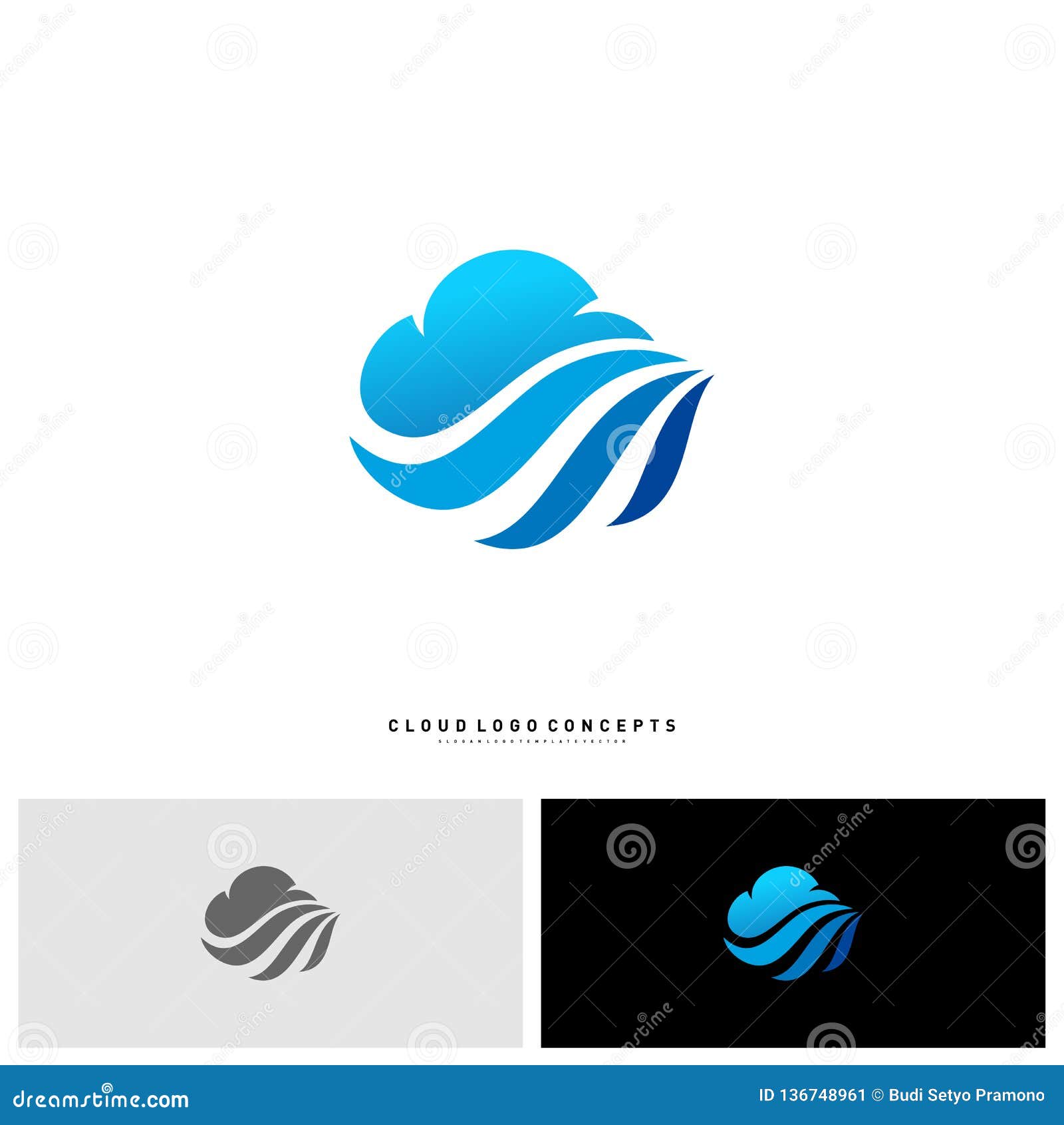 Fast Cloud Logo Design Concept Vector. Tech Cloud Logo Template Vector Stock Illustration ...