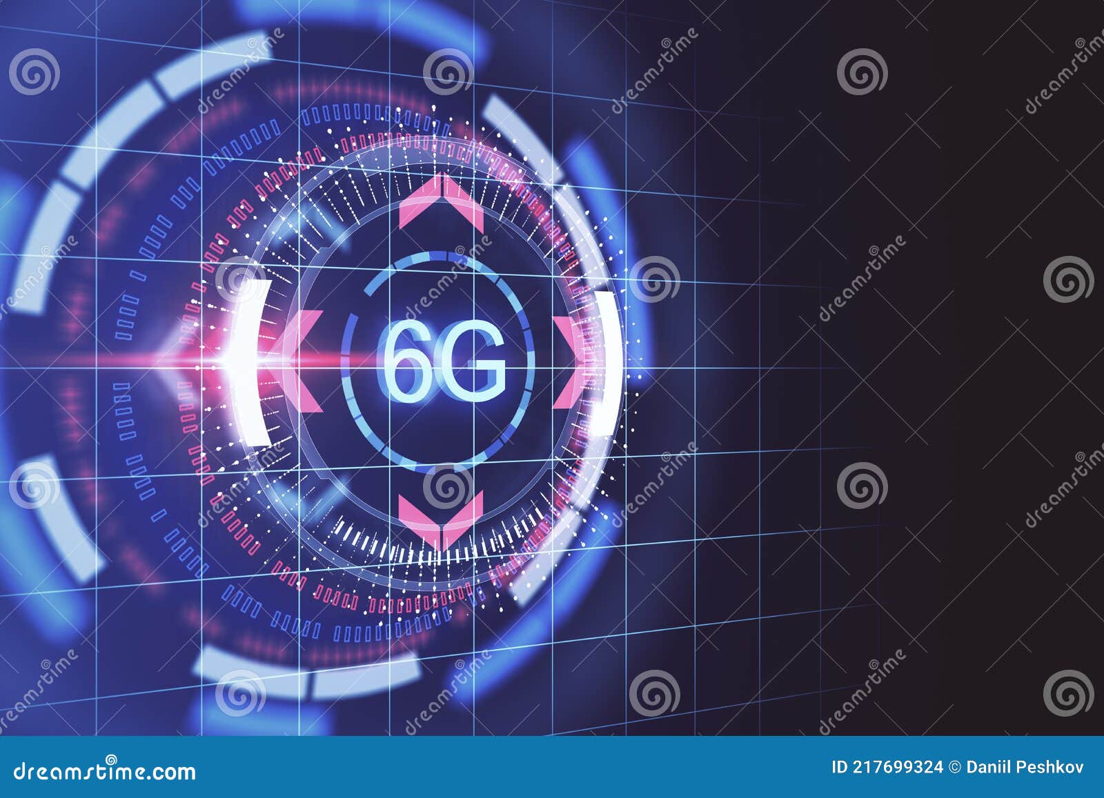 Fast Connection Network Concept with 6G Inscription on Digital Button ...