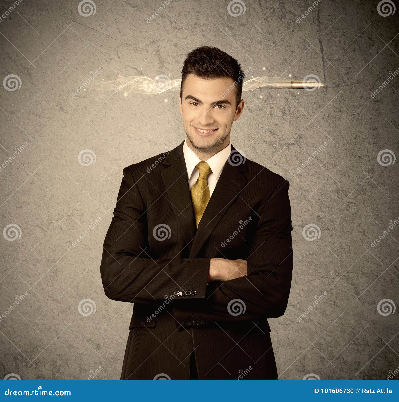 Fast Creative Sales Guy with Smoking Bullet Stock Photo - Image of ...