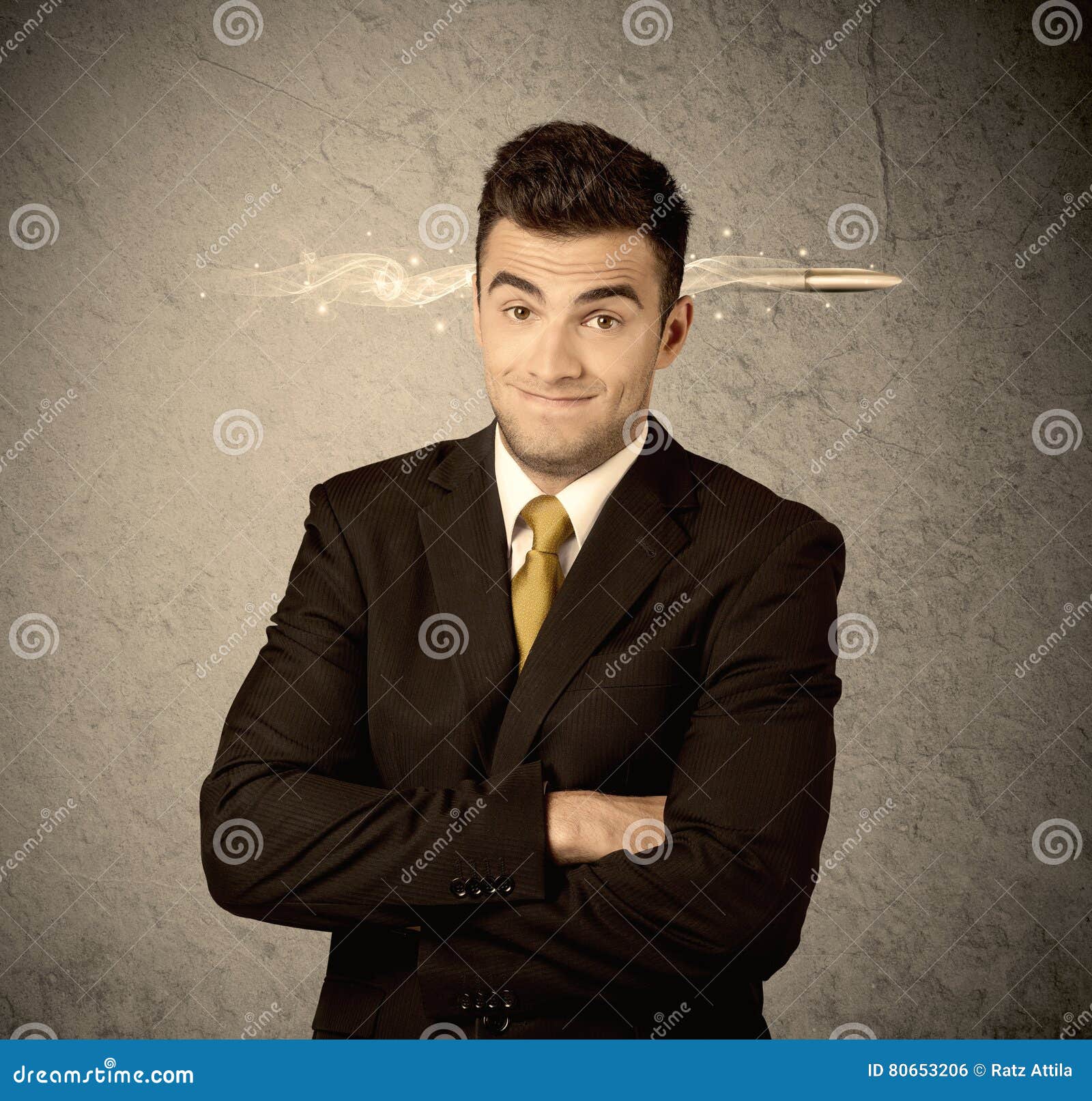 Fast Creative Sales Guy with Smoking Bullet Stock Photo - Image of ...