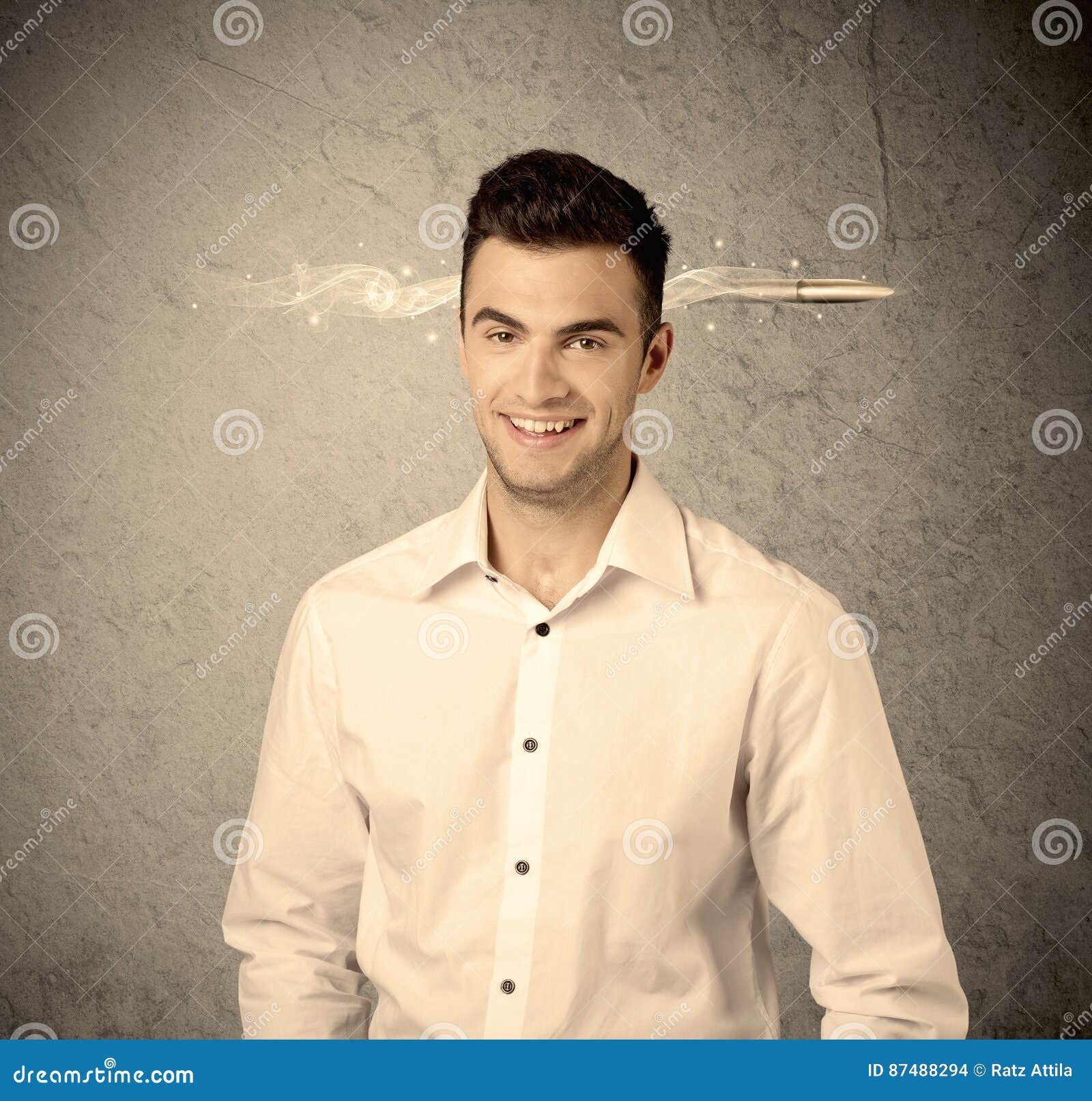Fast Creative Sales Guy with Smoking Bullet Stock Photo - Image of ...