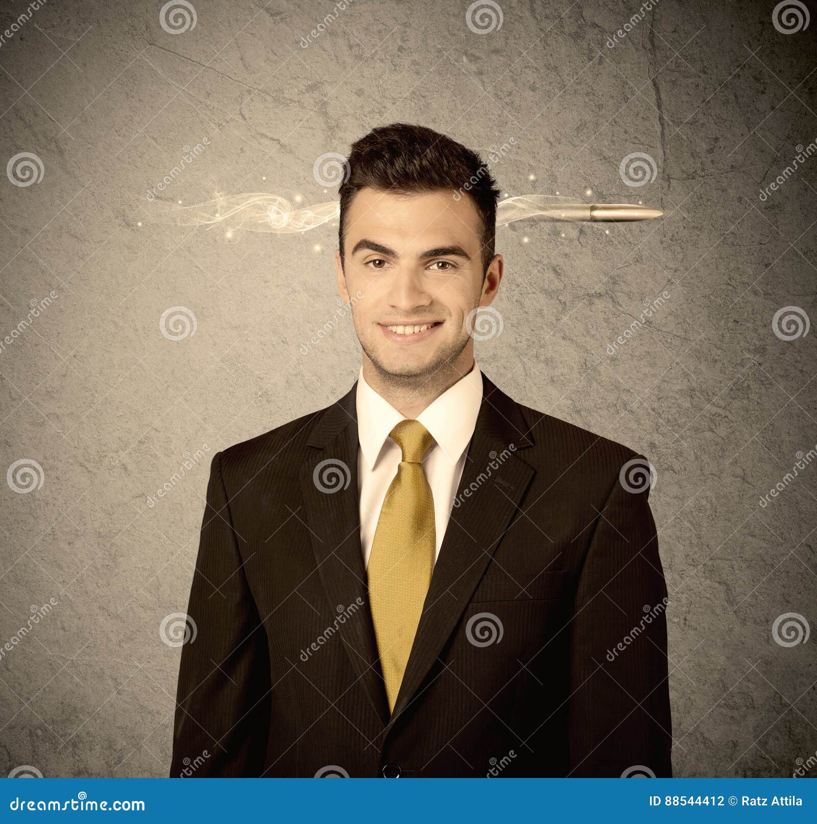 Fast Creative Sales Guy with Smoking Bullet Stock Photo - Image of ...