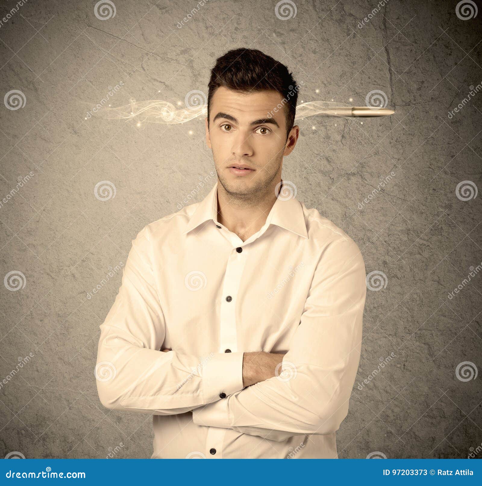 Fast Creative Sales Guy with Smoking Bullet Stock Image - Image of ...