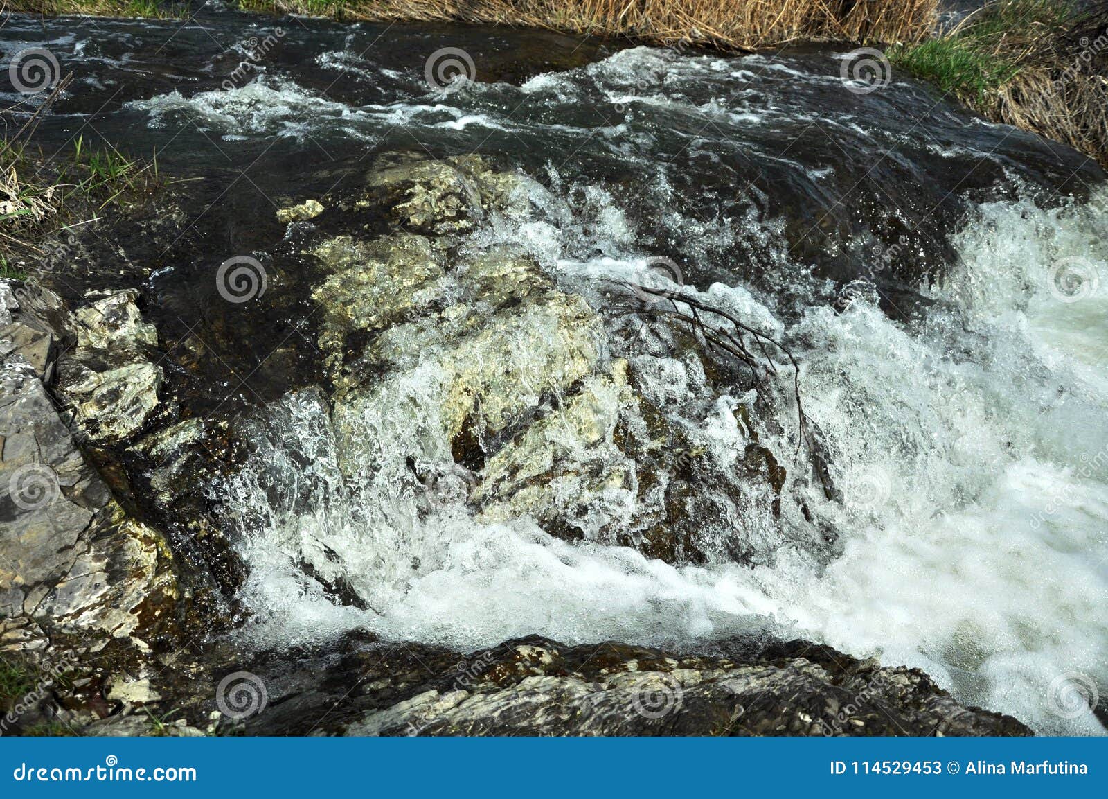 Tempestuous River with Small Stone Rapids Stock Image - Image of ...