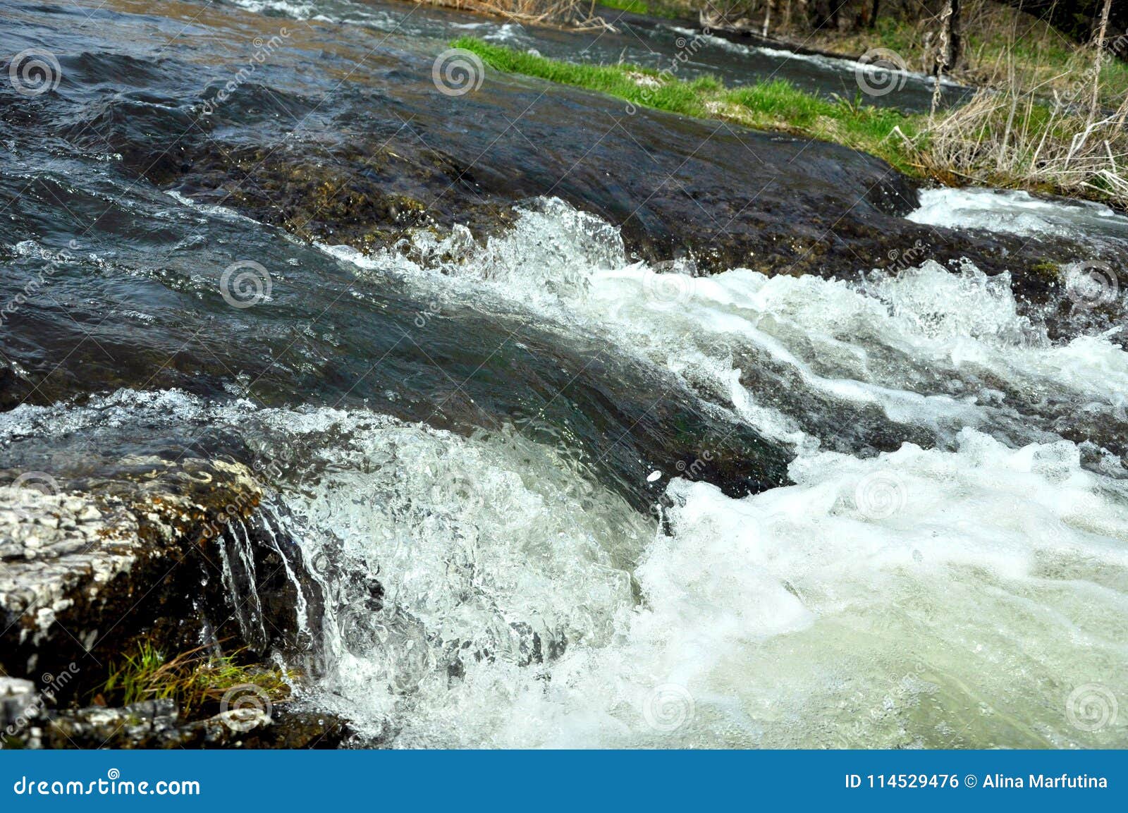 Tempestuous River with Small Stone Rapids Stock Photo - Image of nature ...