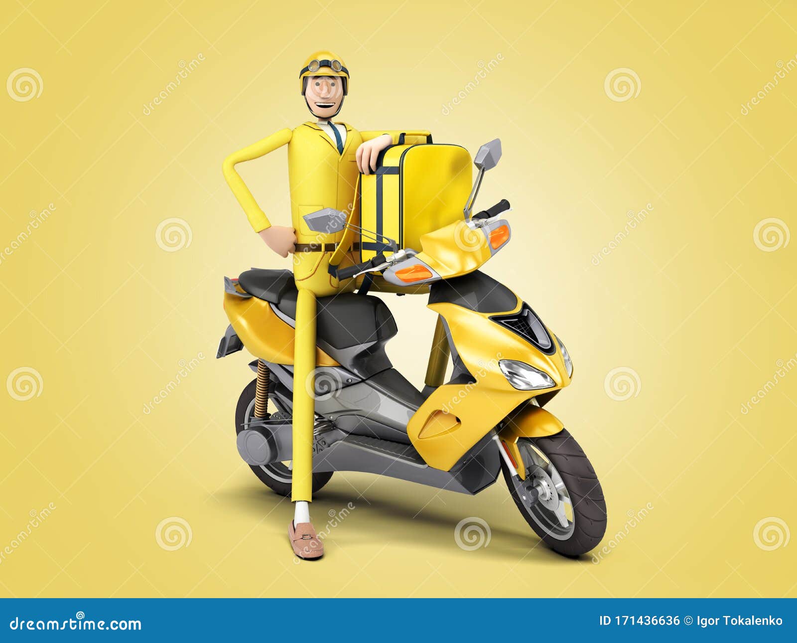 Fast Delivery Concept the Courier on a Motorcycle Holds a Thermal ...