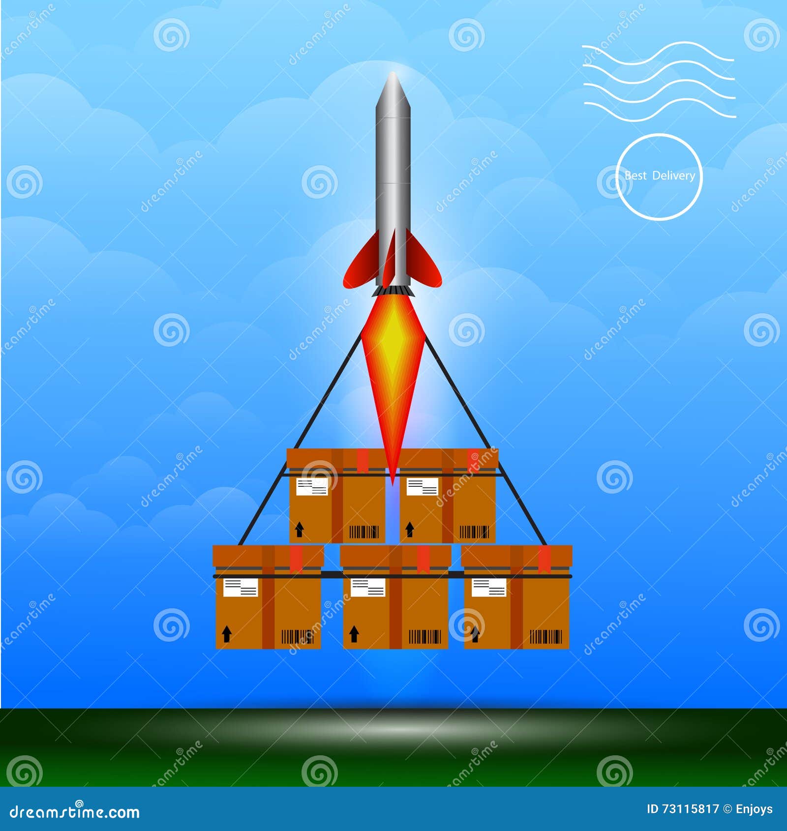 Fast Delivery Concept. Delivery Rocket with the Package or Box. Fast ...