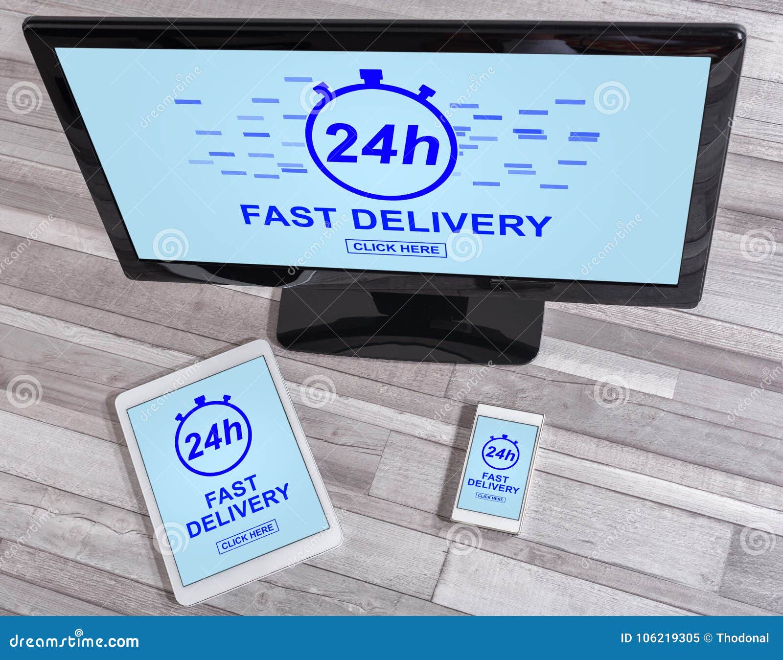 Fast Delivery Concept on Different Devices Stock Image - Image of ...