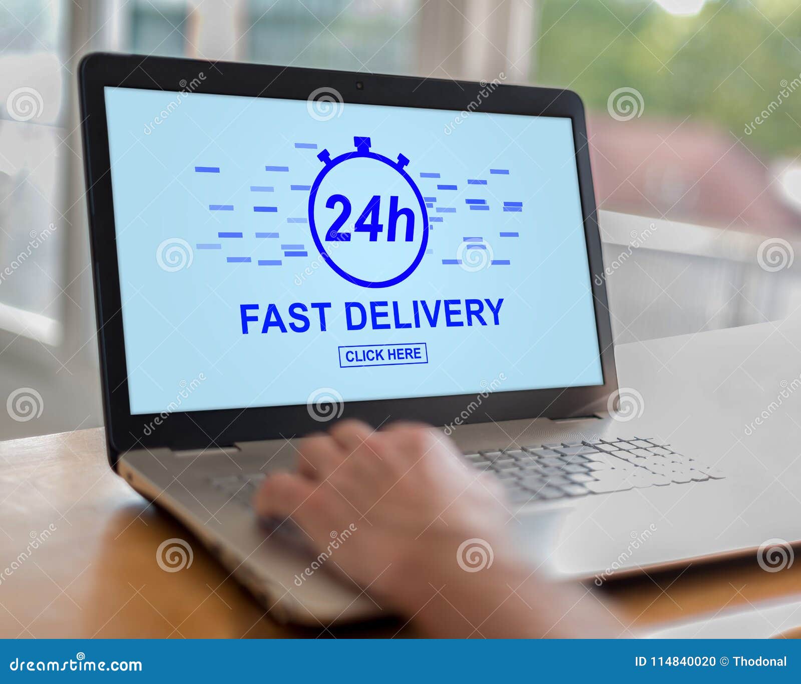 Fast Delivery Concept on a Laptop Stock Photo - Image of service, clock ...