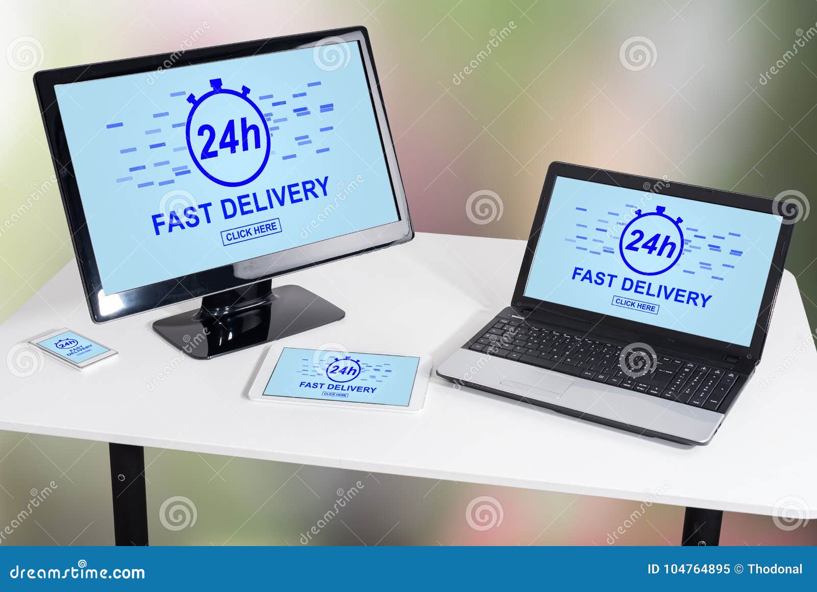 Fast Delivery Concept on Different Devices Stock Image - Image of ...